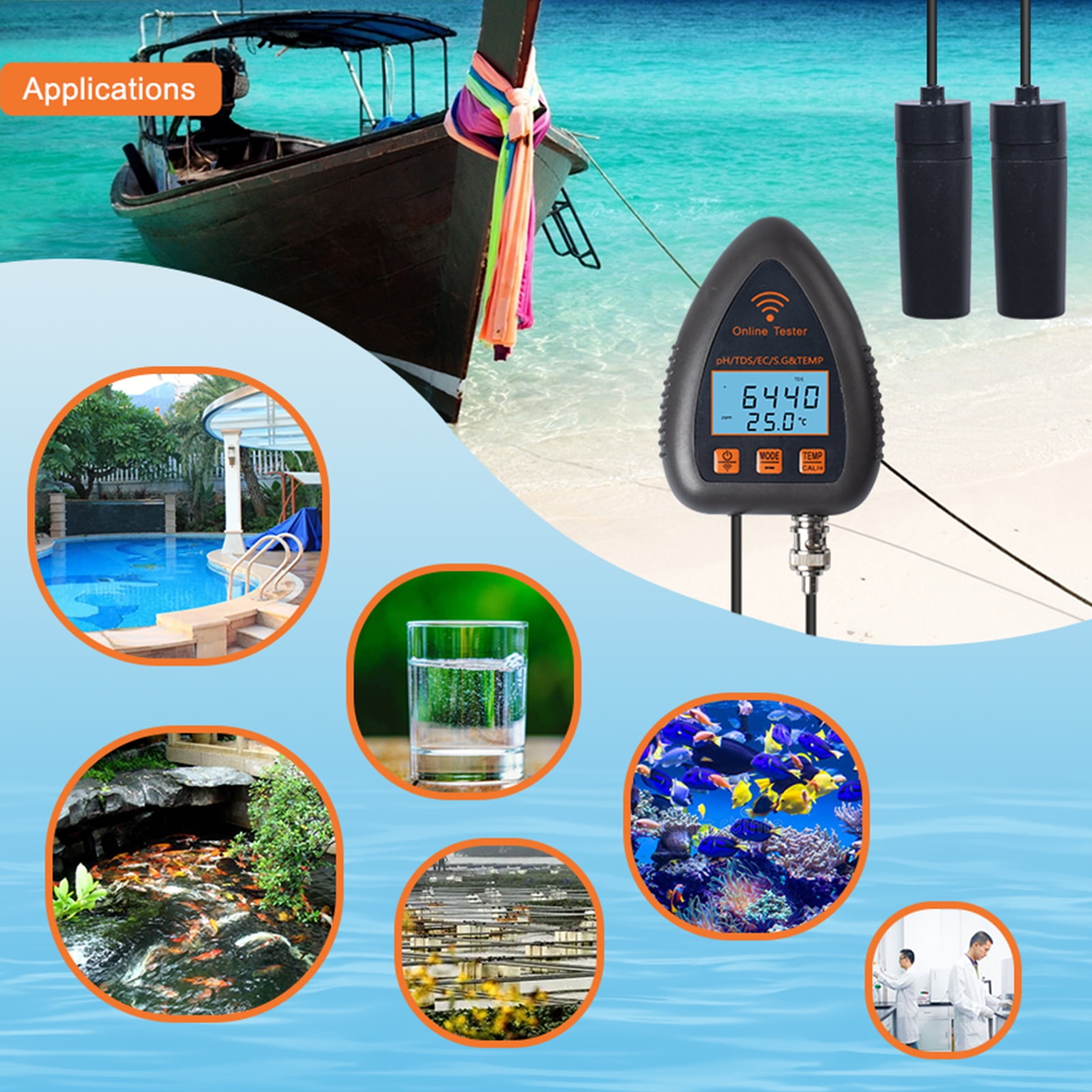 Shinysix WiFi Water Quality Analyzer with 5in1 Monitor for PH, TDS, S.G ...