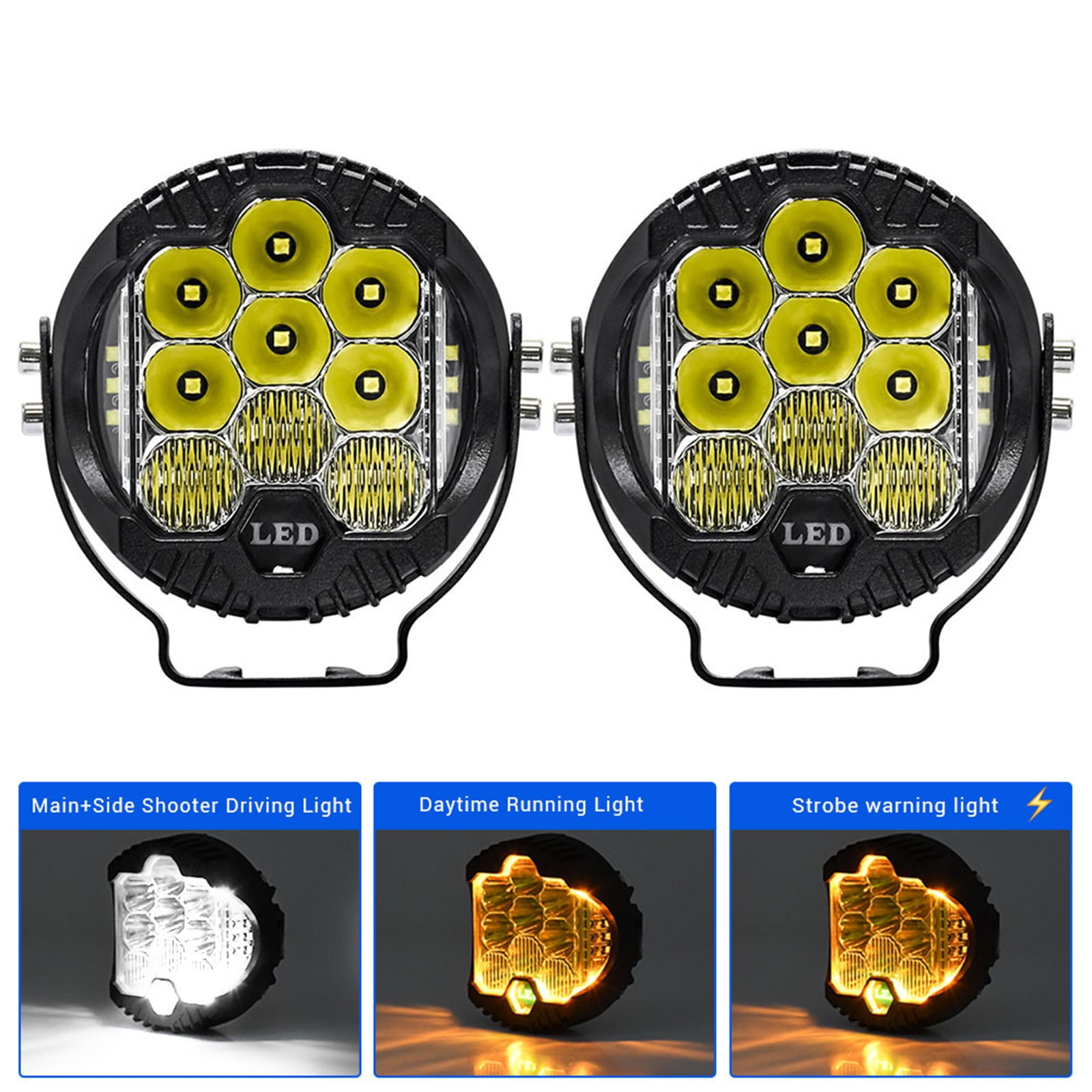 Shinysix Work light,Waterproof White/ And Work Pods 75w 15000lm Flood ...