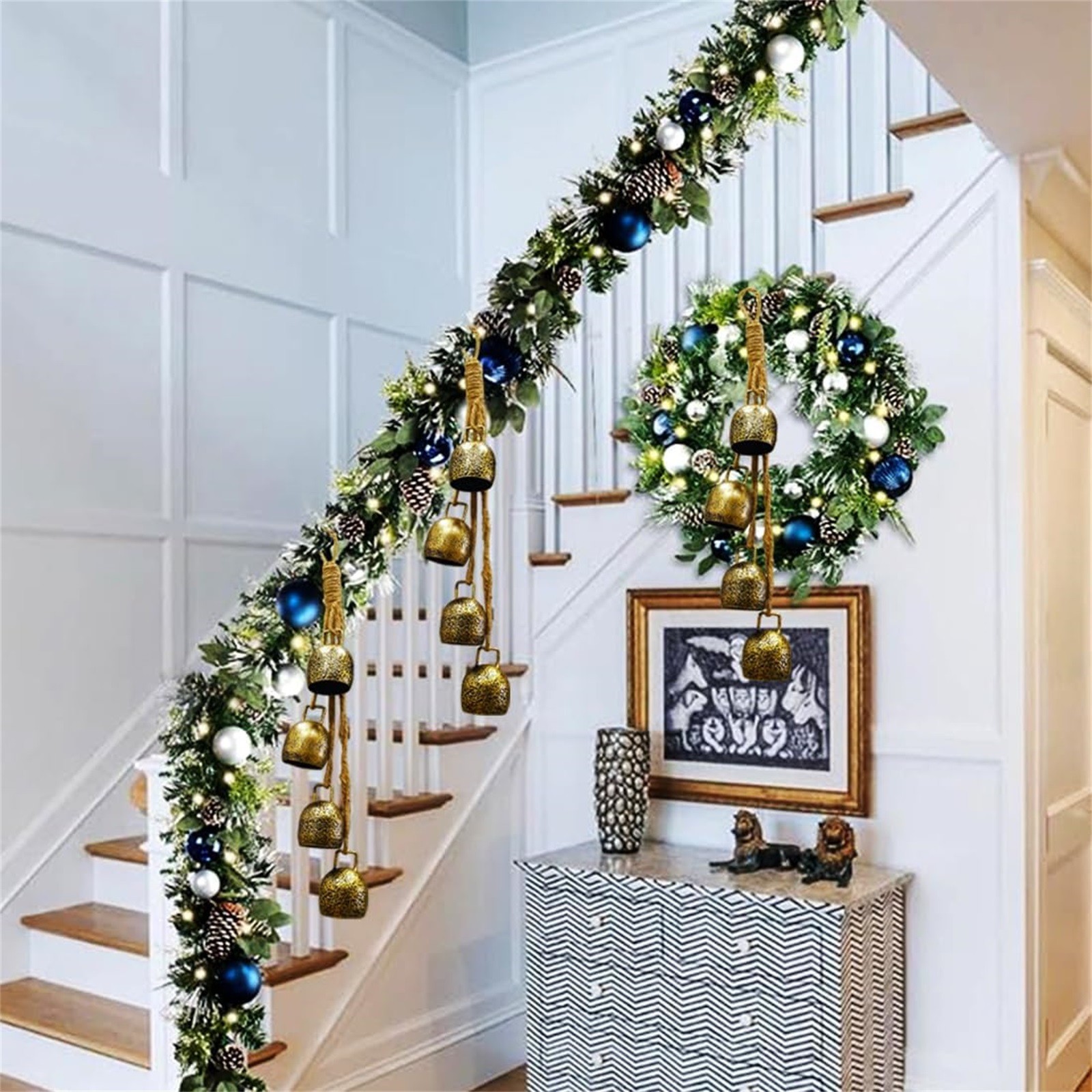 Shiogb (1*Bell Rope Garden Bell) Christmas Bells for Decoration Gold ...