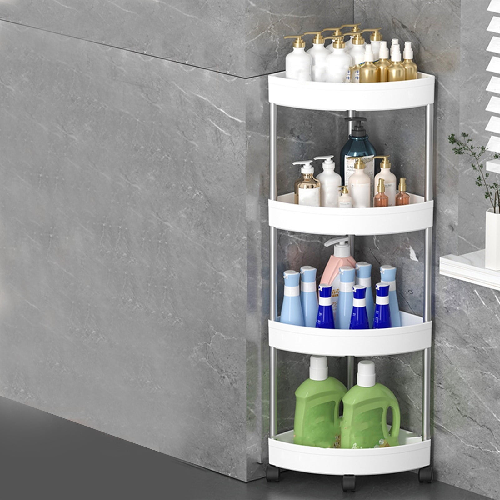 Shiogb (2 Hooks, 4 Pulleys, a 4-Layer Tripod) Bathroom Corner Storage ...