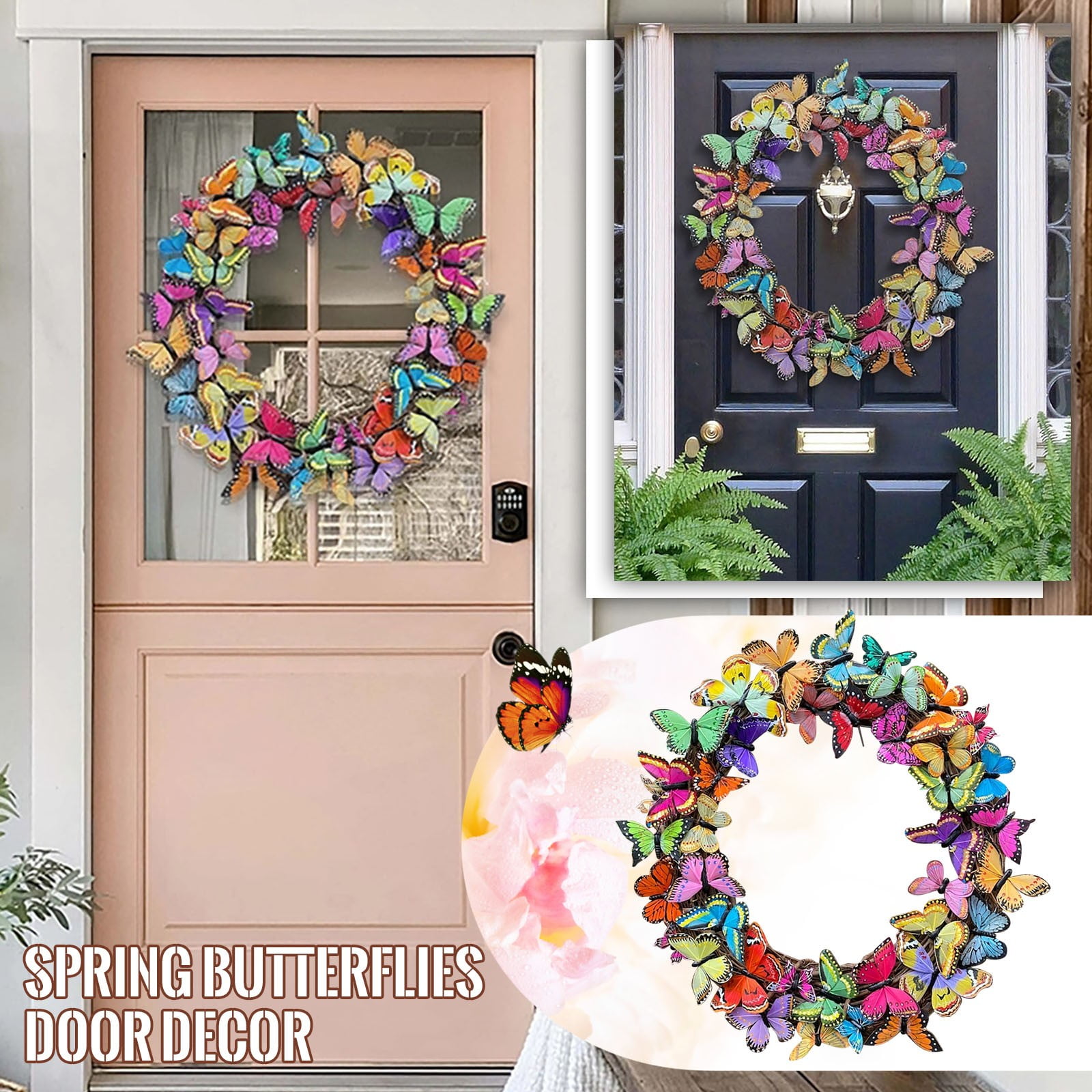 Shiogb Clearance Home Brand-Spring Butterfly Wreath (30Cm, 30 ...