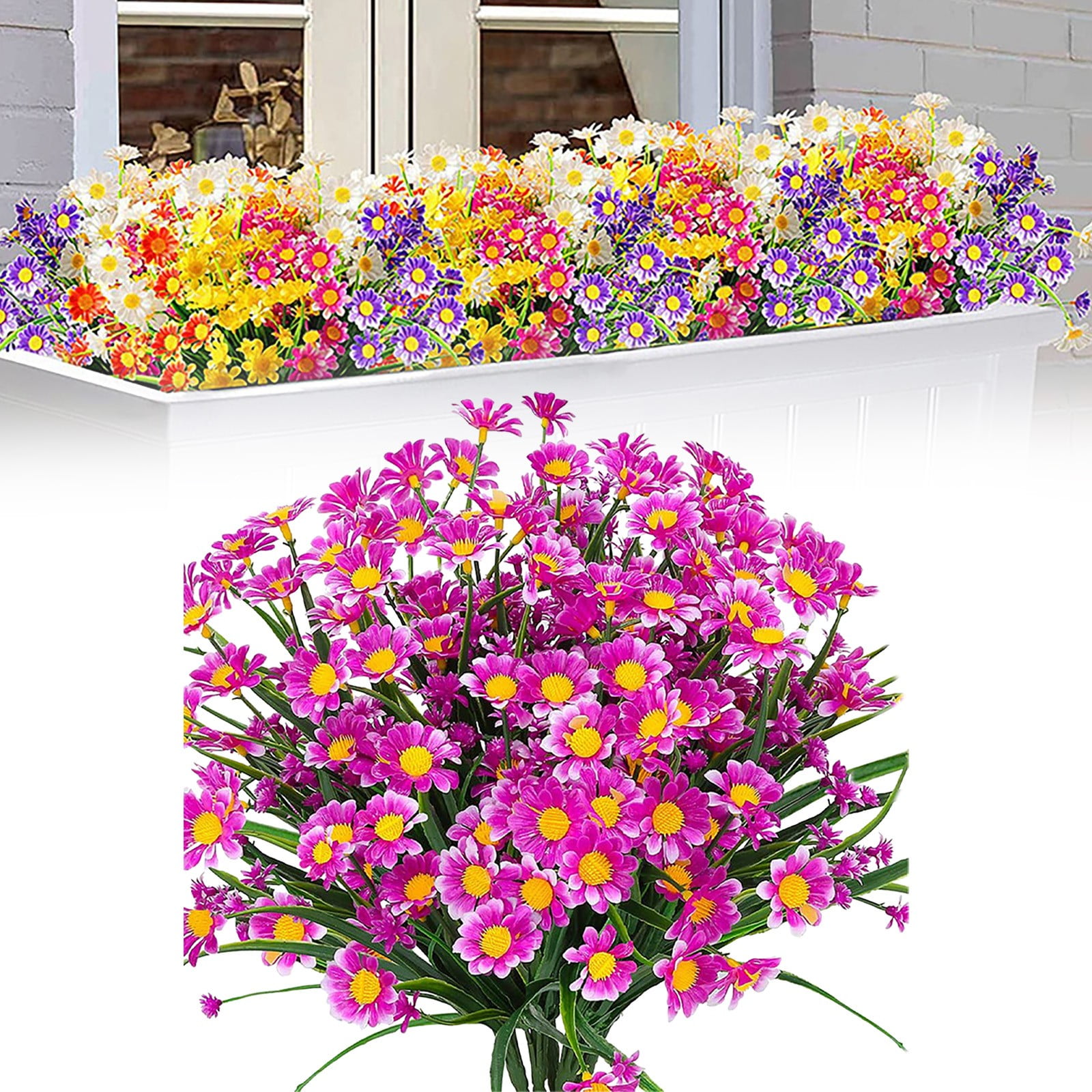 Shiogb Clearance Hot Pink-Outdoor Artificial Daisies Flowers Shrubs ...