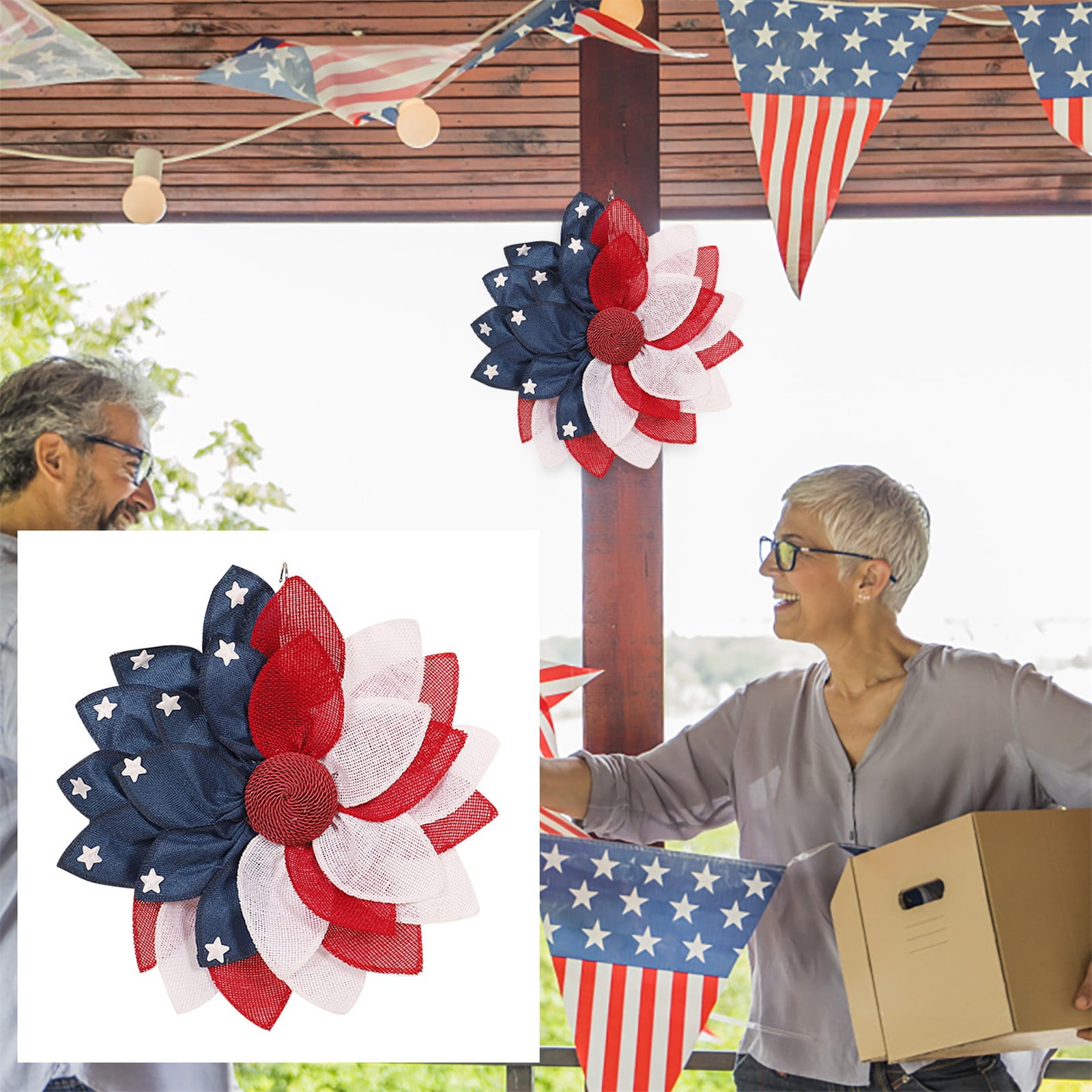 Shiogb Clearance Red-2023 Summer Patriotic Independence Day Wreath 4Th ...