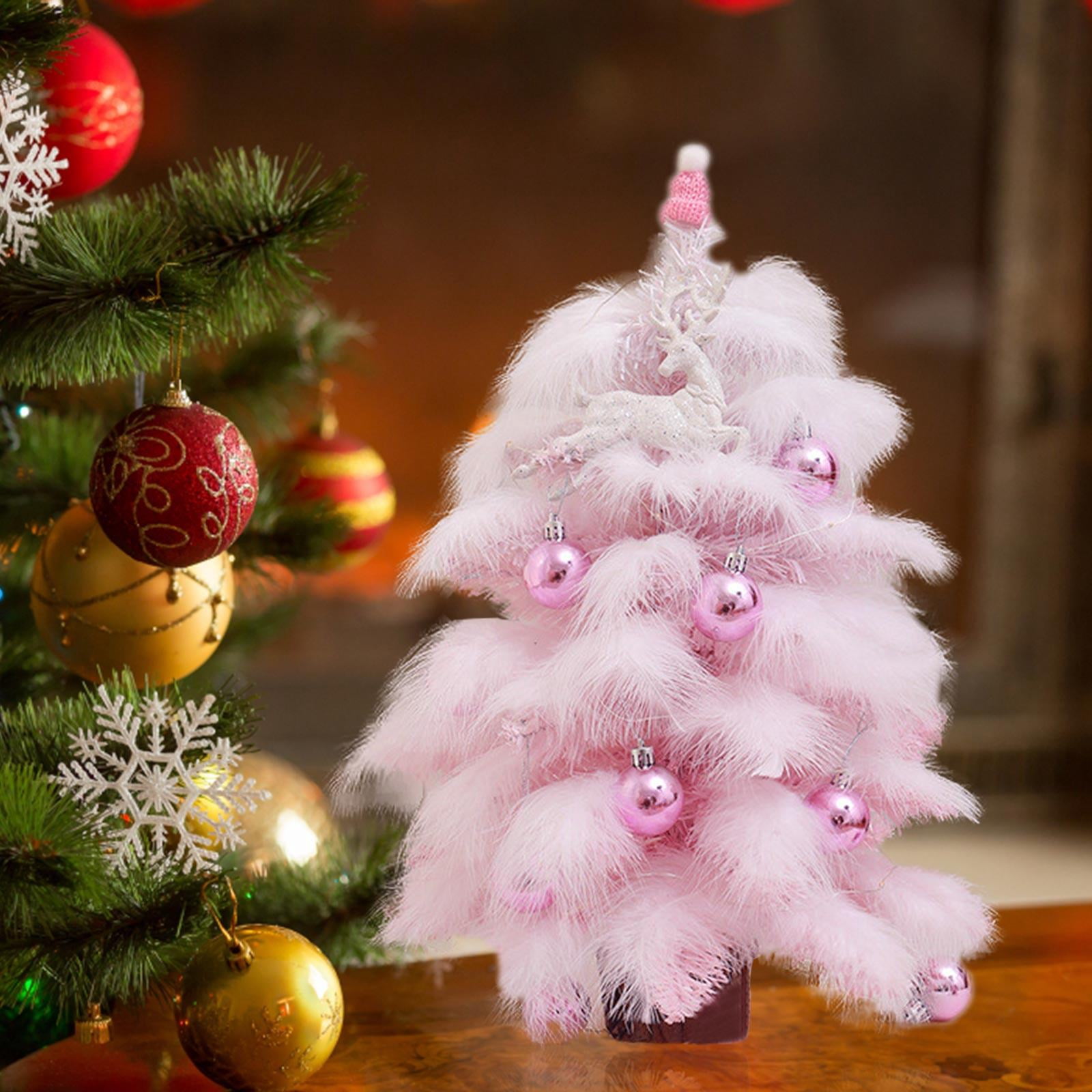 Shiogb Pink Christmas Tree Package 45cm Mini Christmas Tree Feather ...