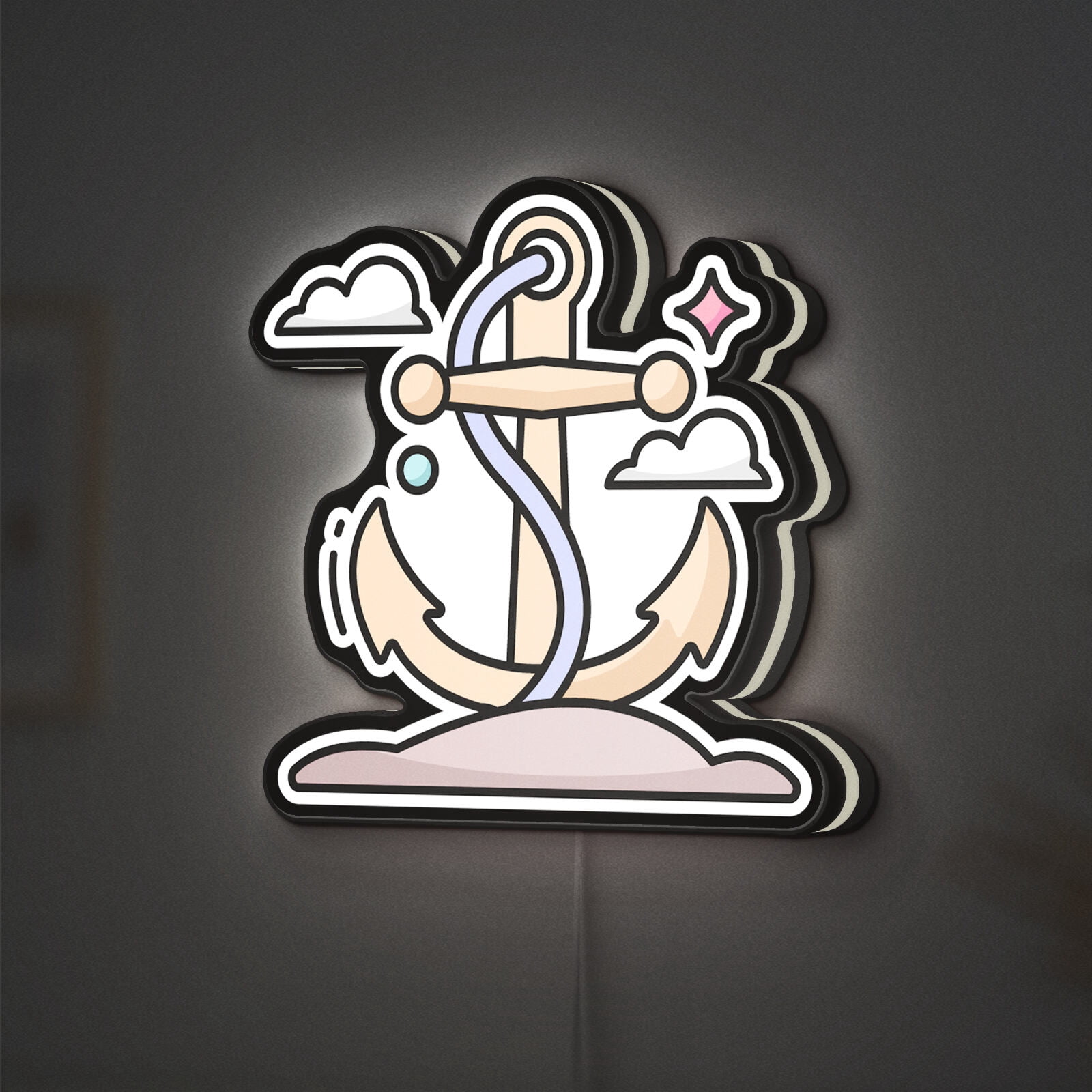 Ship Anchor 3D Novelty Light Box for Nautical Settings, Coastal Wall ...