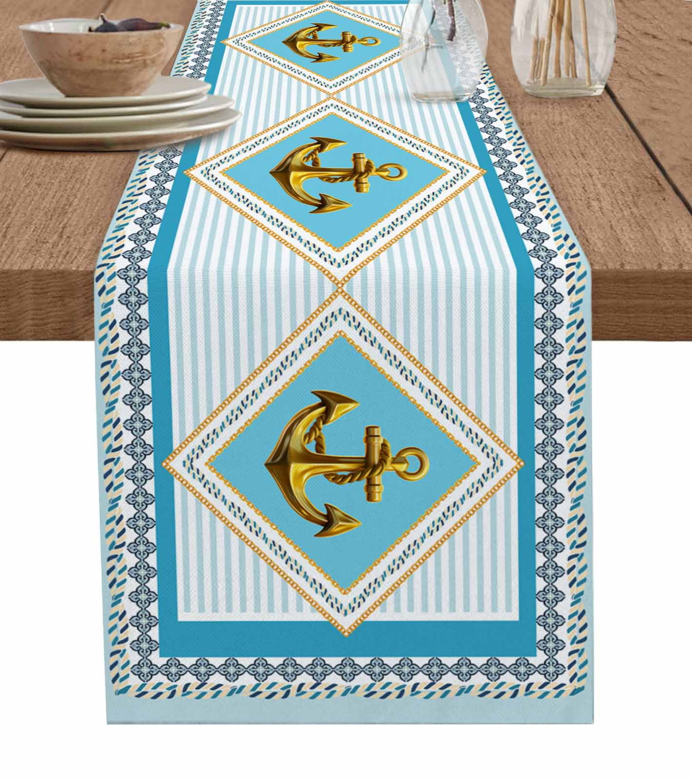 Ship Anchor Metal Striped Chain Rope Table Runner Wedding Coffee Table ...