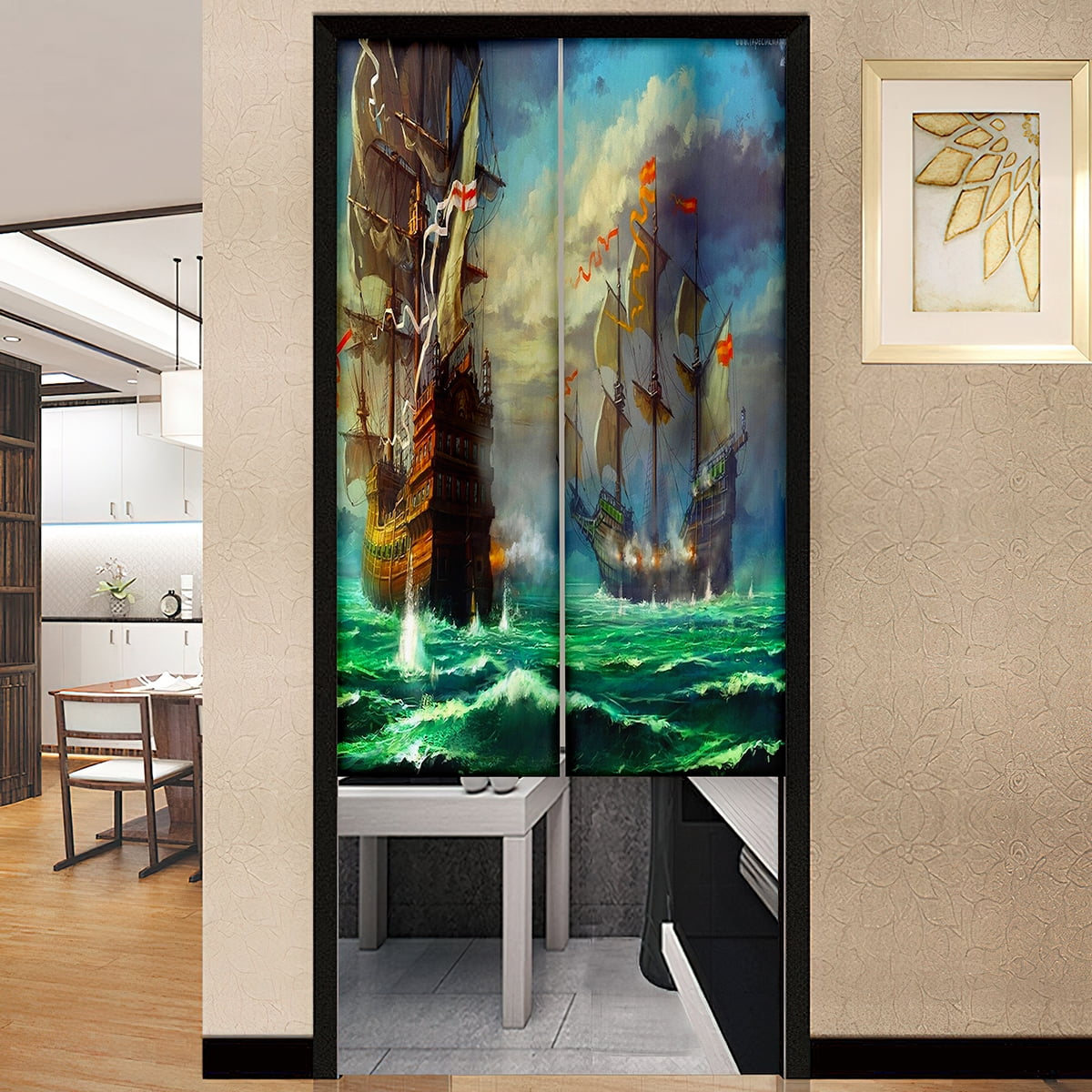 Ship Art Boat Sailing Door Curtain Short Noren Kitchen Living Room ...