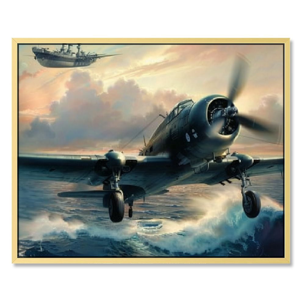 Ship Art Military Plane Taking Off From Canvas Poster Wall Art ...