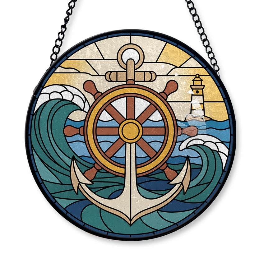Ship Captain Stained Glass Suncatcher Window Hanging – Christmas 2025 ...