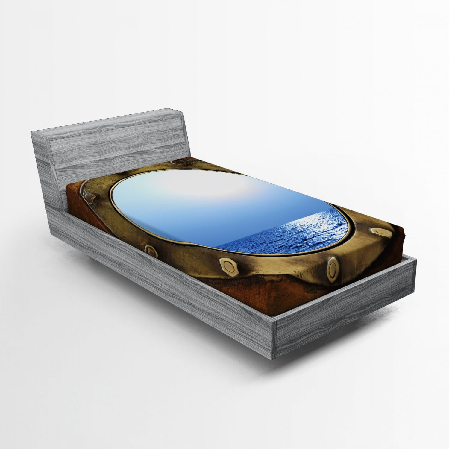 Ship Fitted Sheet, Port Ship Window Themed Design Looking at Ocean ...