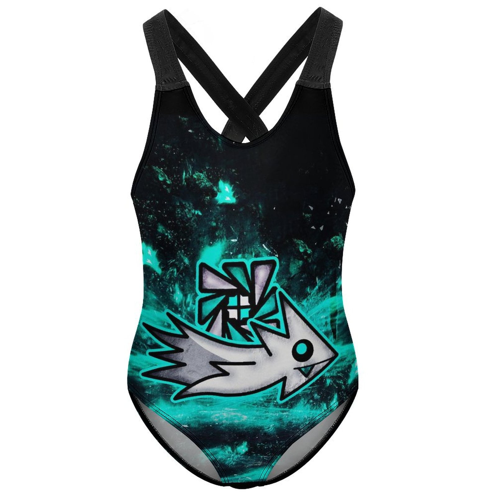 Ship Geometry Dash Game Children's One-piece Swimsuit Girl's Summer ...