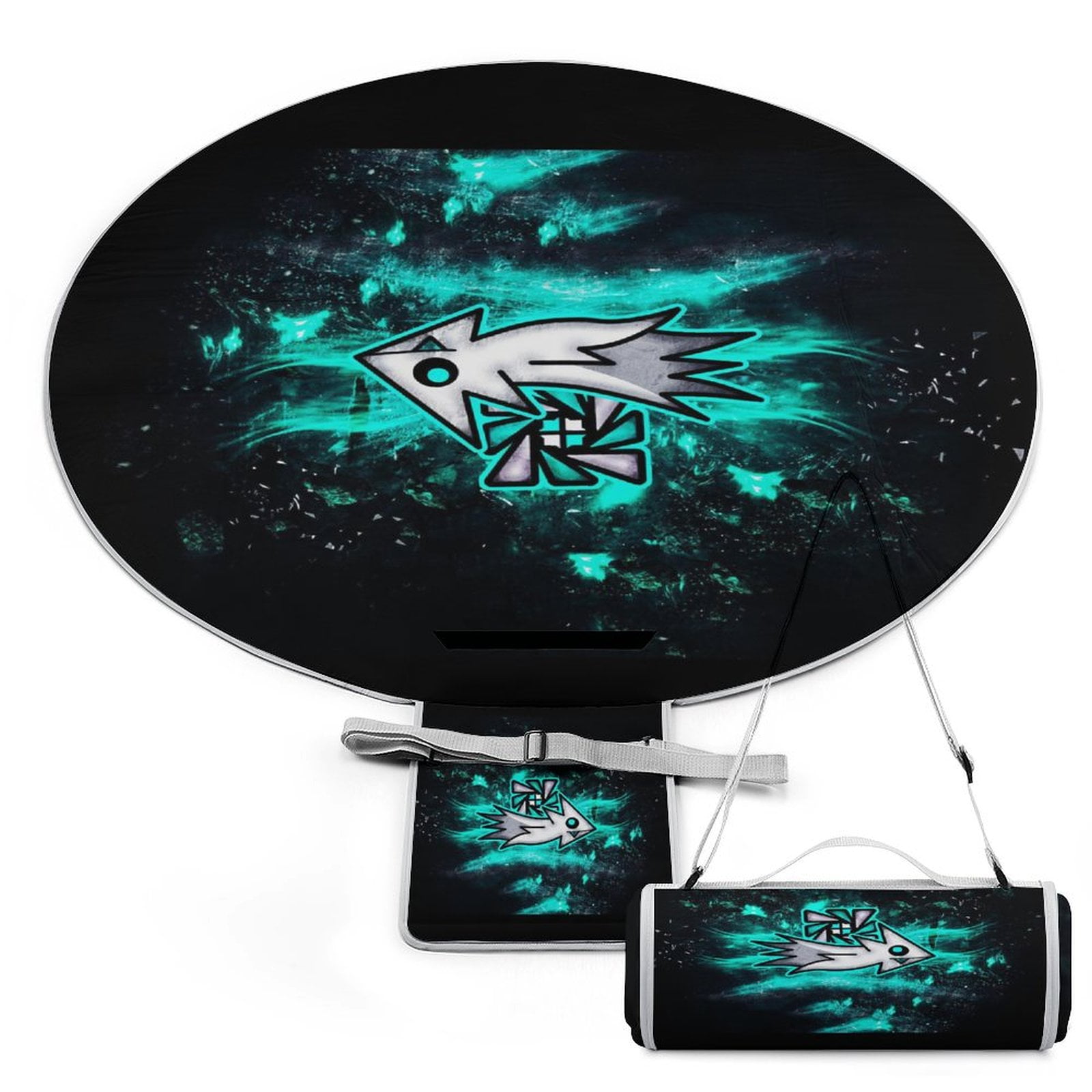 Ship Geometry Dash Game Round Picnic Mat Summer Beach Blanket Crawling ...