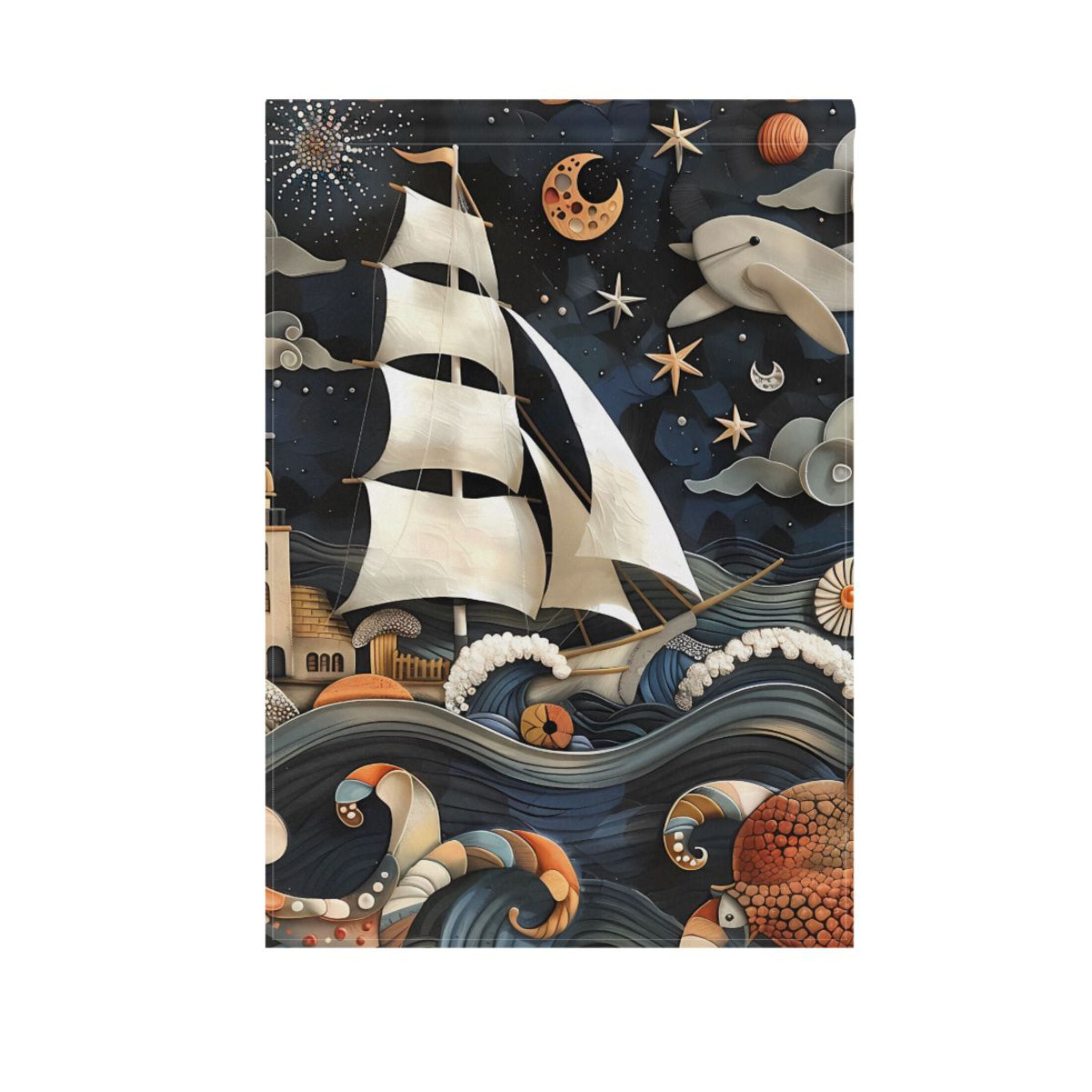 Ship Lighthouse Whale Garden Flag 12X18 Double Sided Yard Flags for ...