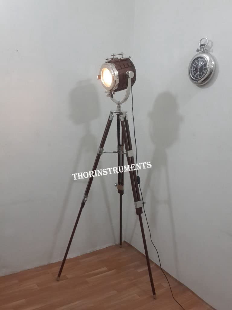 Ship Model Floor Lamp Searchlight Brown Tripod Vintage Spotlights ...