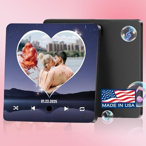 Ship Next Day Custom Music Heart Fridge Magnet with Photo, Personalized ...