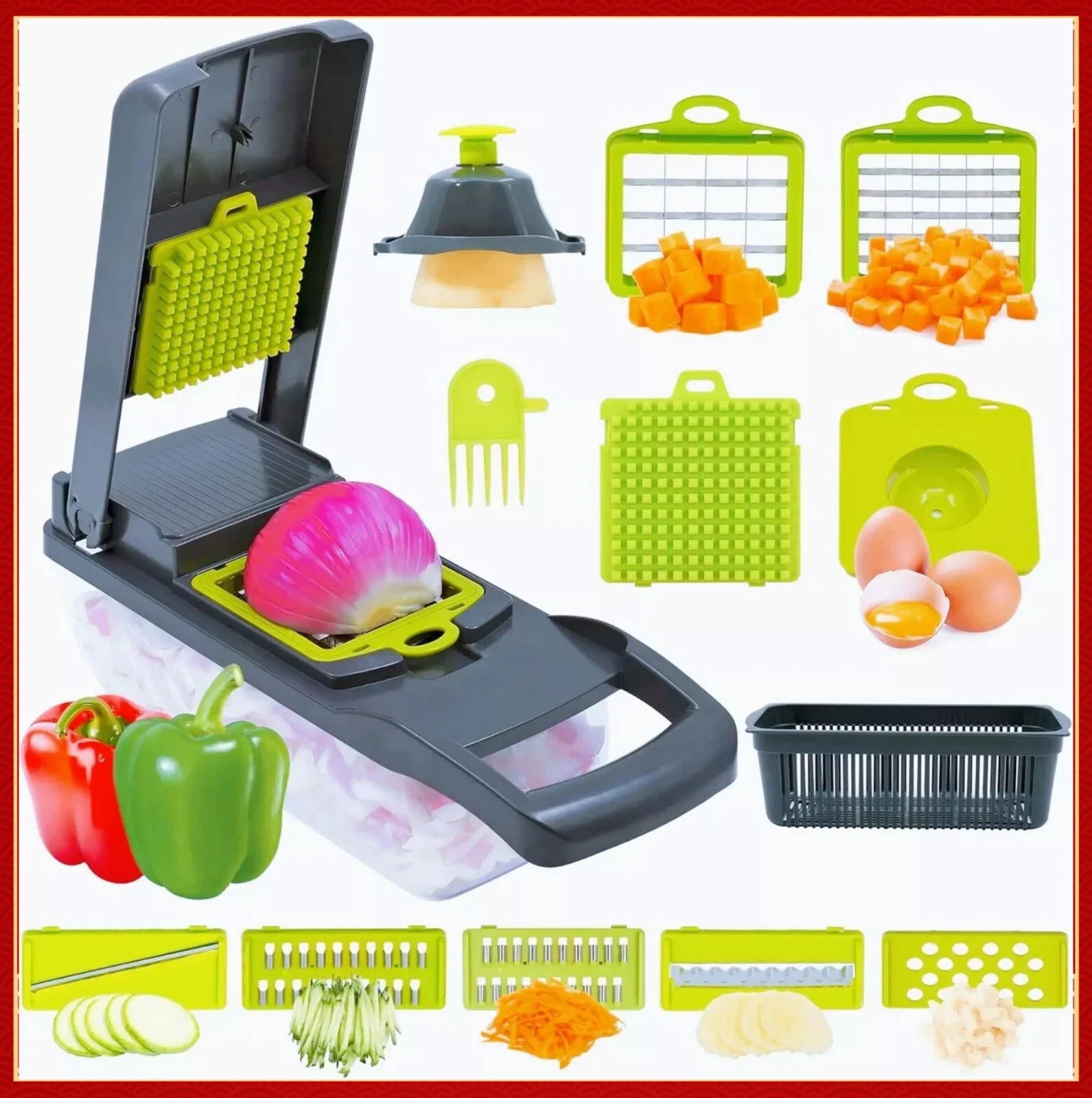 ?Ship Now - Vegetable Chopper Slicer Onion Dicer 14-In-1 Mandoline Food ...