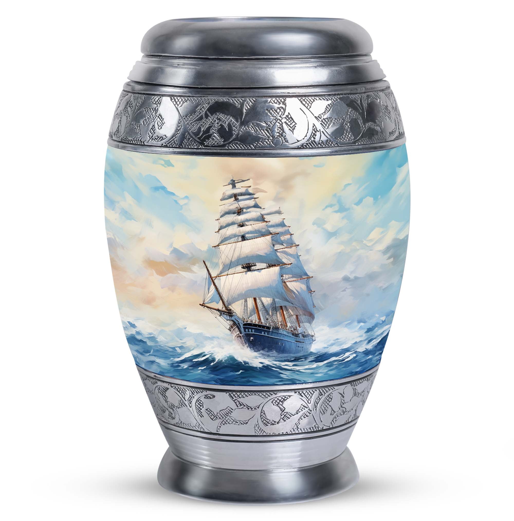 Ship Oli Painting Art Urn - Cremation Keepsakes For Ashes - Urns For ...