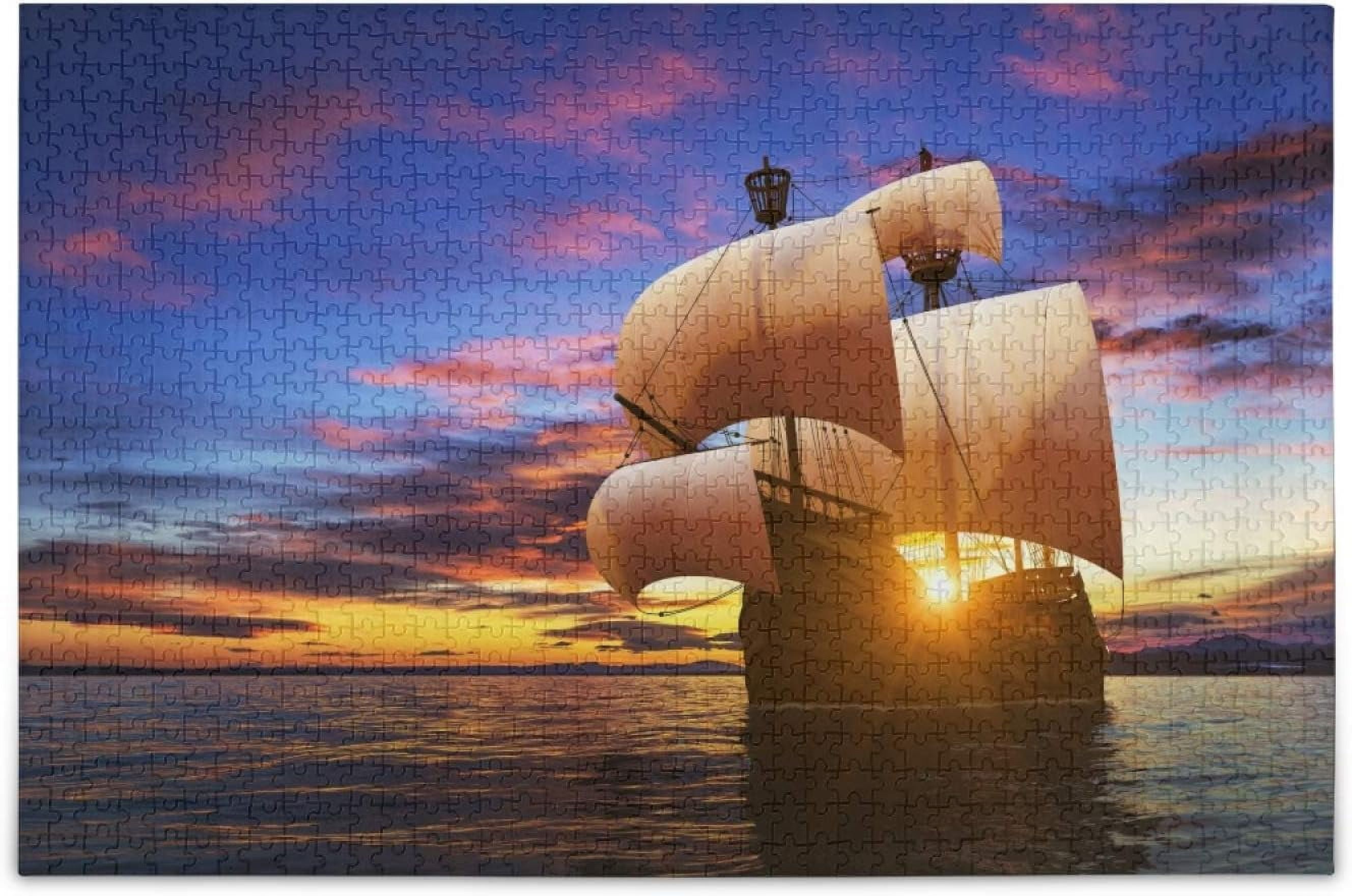 Ship On The Sunset Puzzle for Adults 1000 Piece Puzzles Game DIY Toys ...