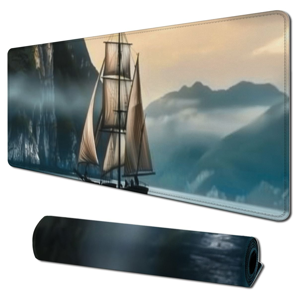Ship Prints Large Office Gaming Mouse Pad Strong Adhesion And Durability Precision Edge Locking