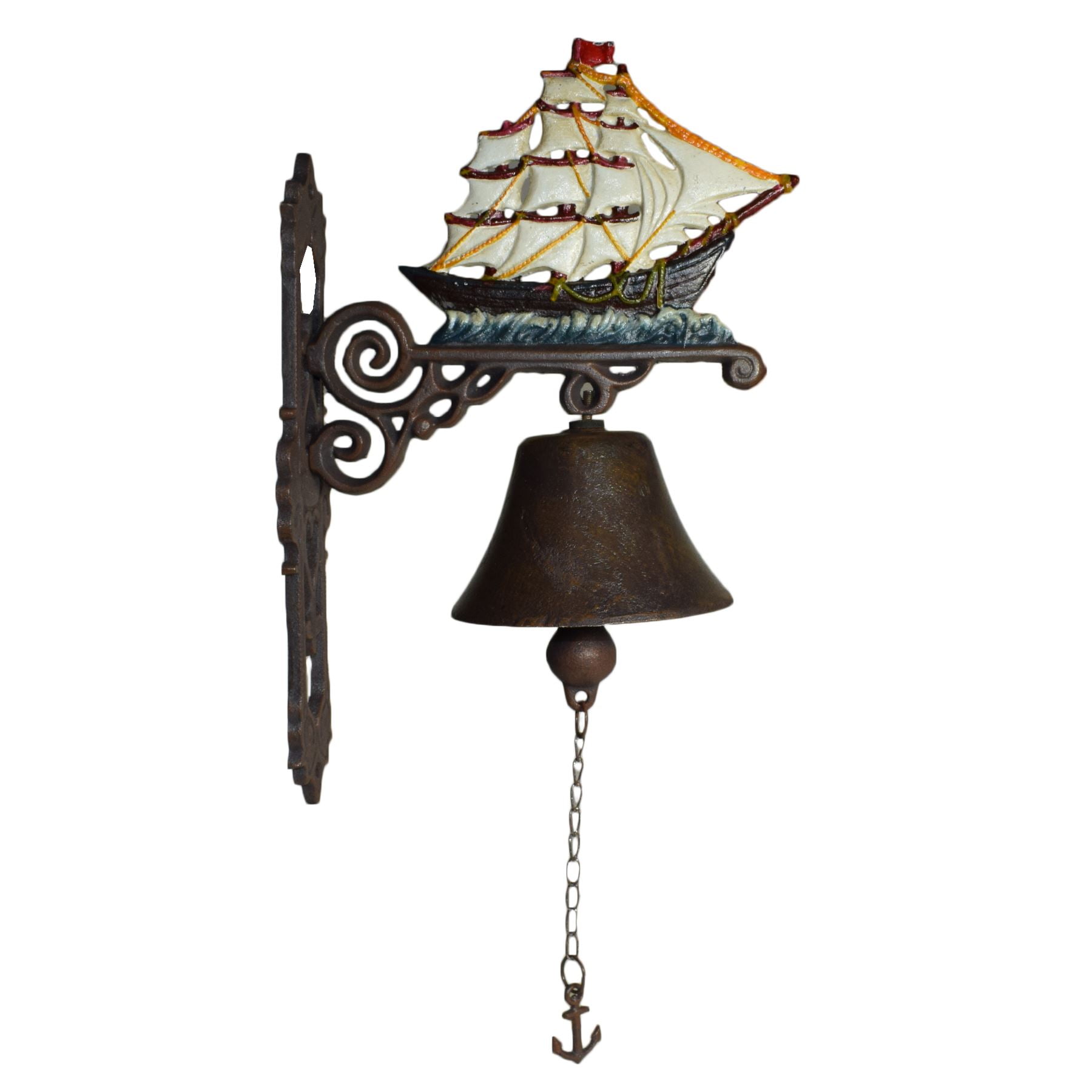 Ship Sail Boat Pirate Galleon Bell Gate Cast Iron Sign Plaque Door Wall ...