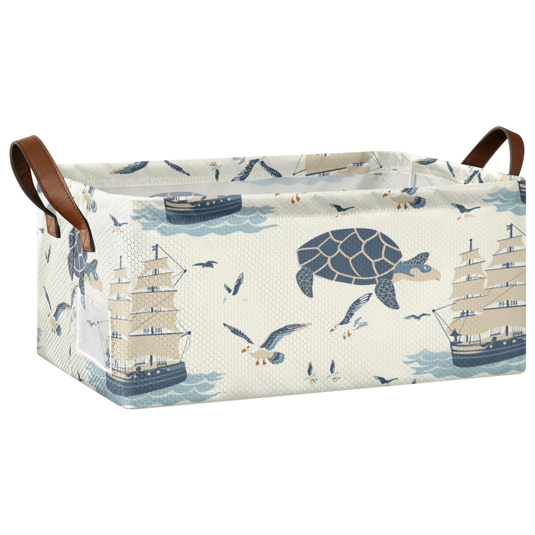 Ship Seagull Turtle Collapsible Storage Bins Fabric Shelf Baskets with ...