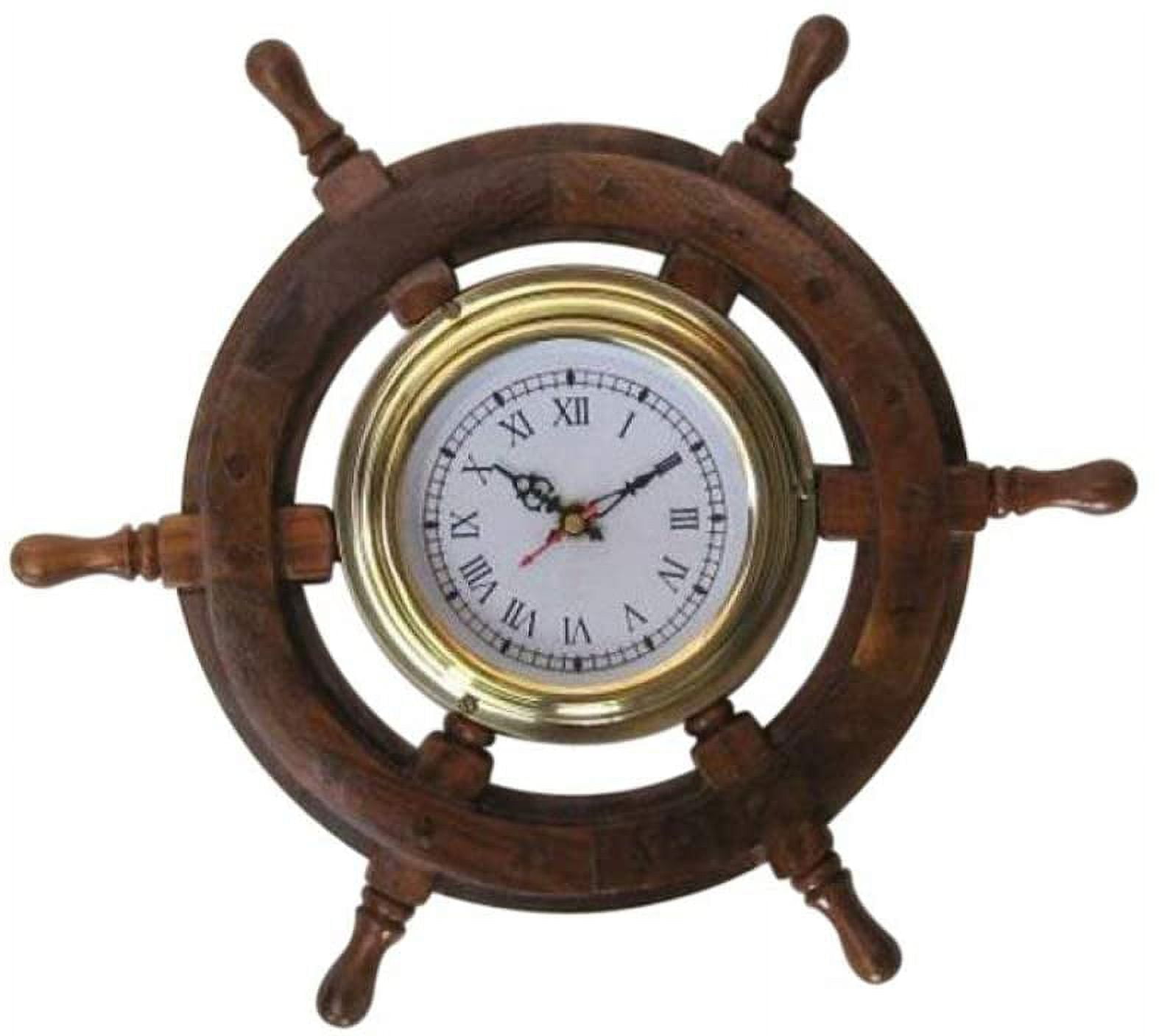 Ship Wheel Clock, 12" - Nautical Decor - Walmart.com