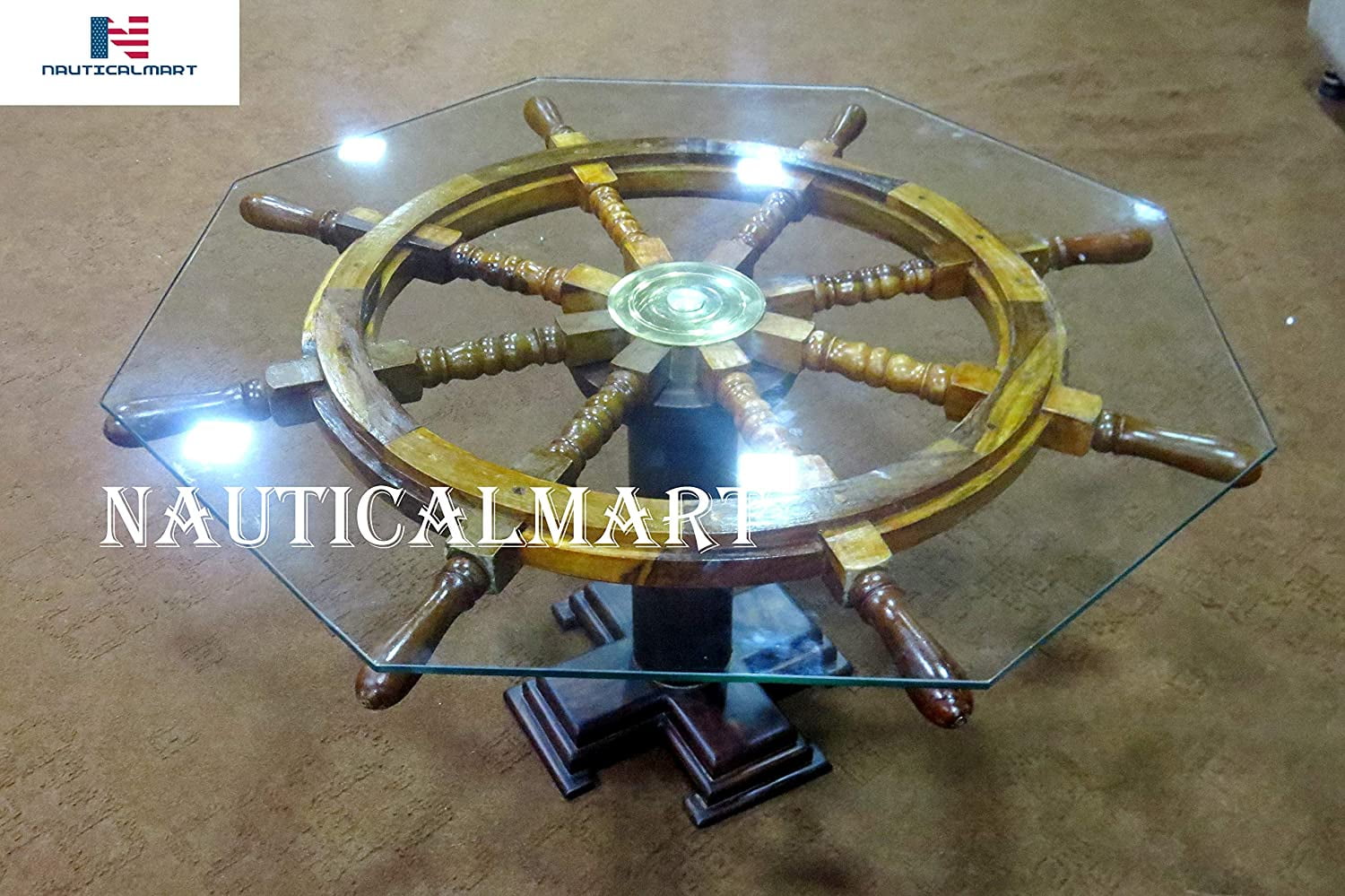 Ship Wheel Table Unique Vintage Wood Ship Wheel Nautical Theme Pirates ...
