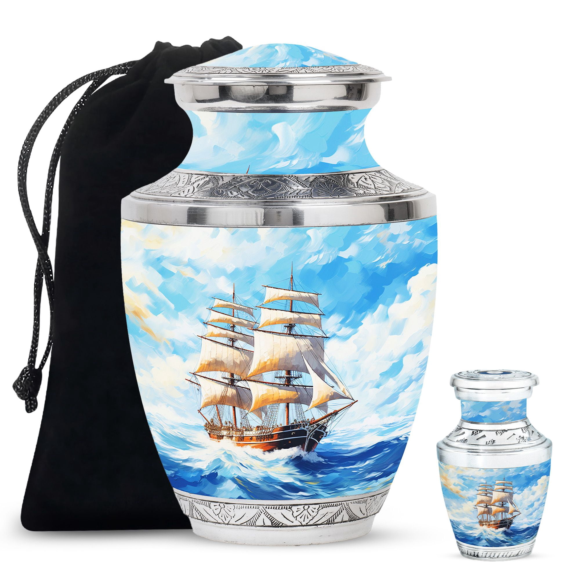 Ship With White Cloud Memorial Large Urns For Human Ashes Adult Father ...