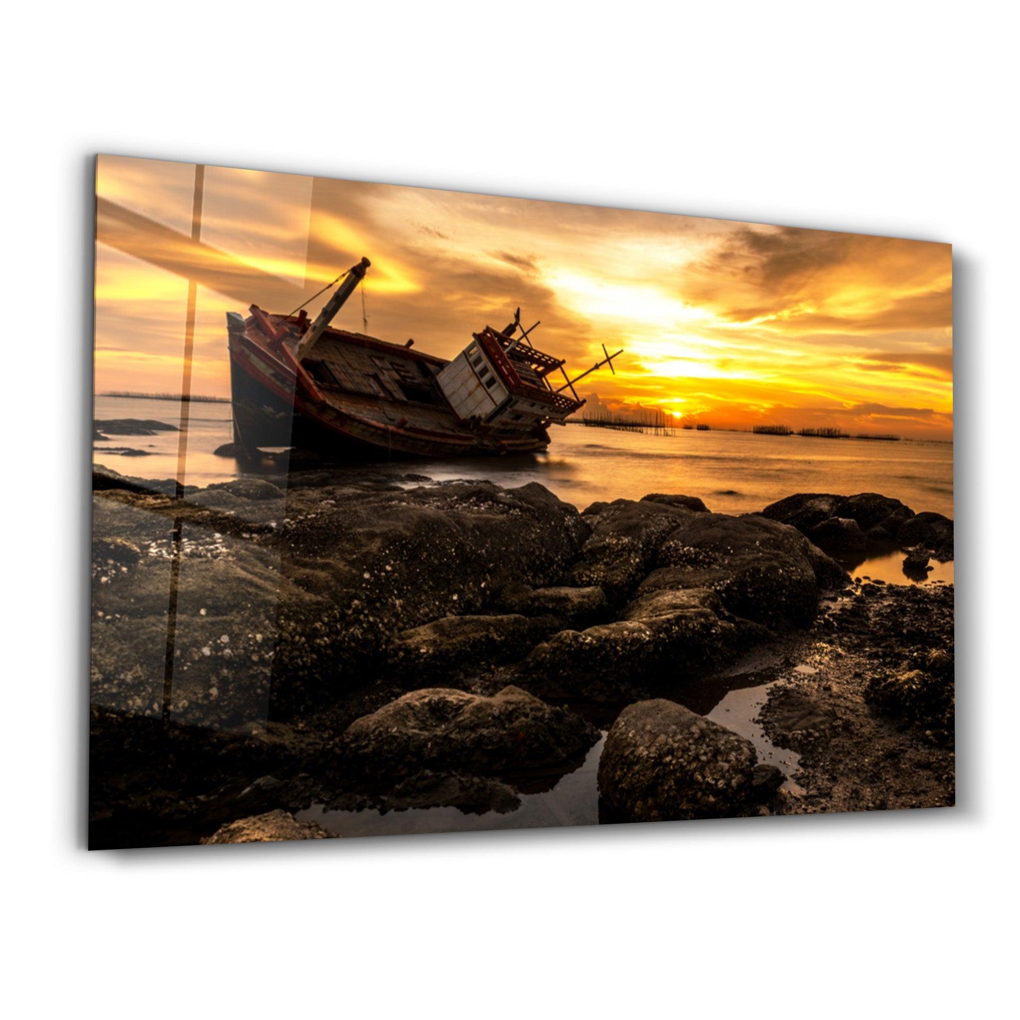 Ship Wreck | Glass Wall Art - Walmart.com