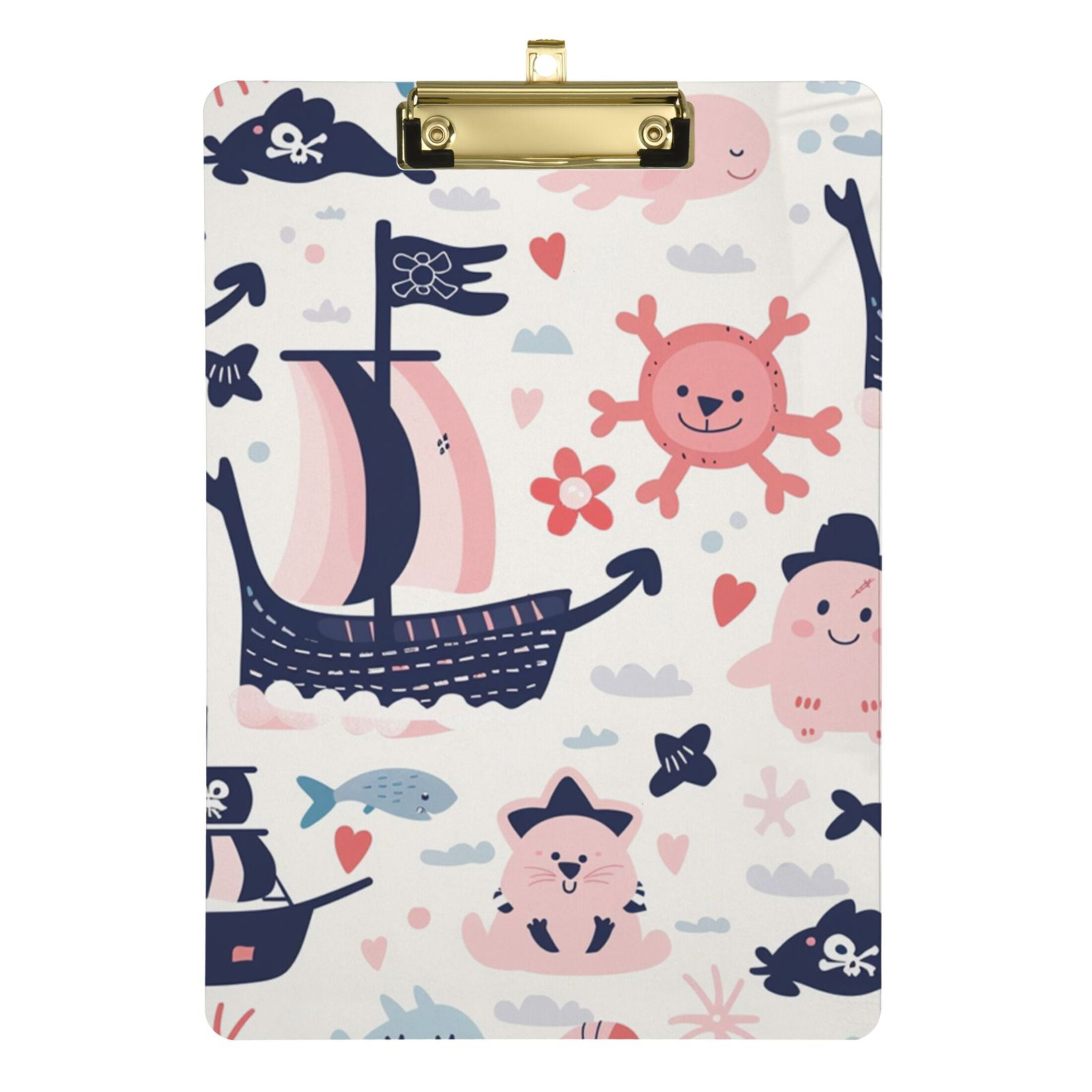 Ship and Fish Acrylic Clipboards 12 x 9 Inch A4 Size with Low Profile ...