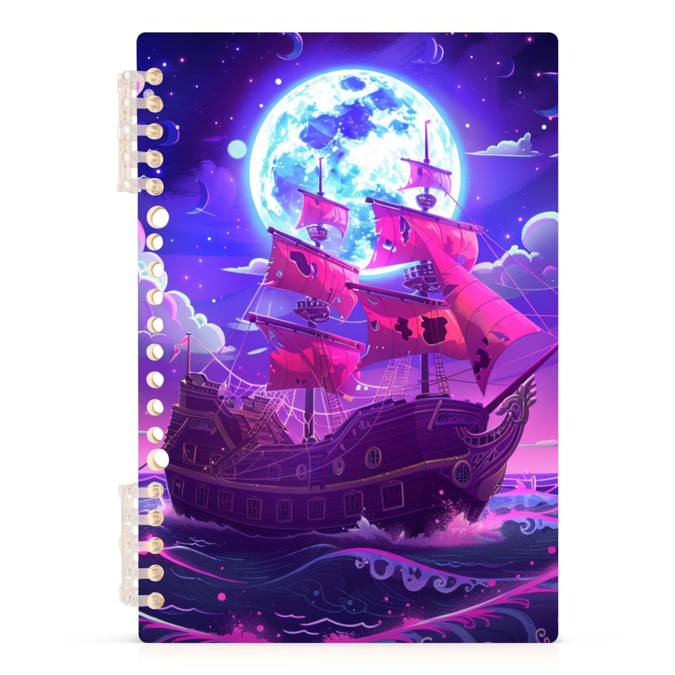 Ship and Night Sky Spiral Journal Notebook College Ruled Notebook 8.3 ...