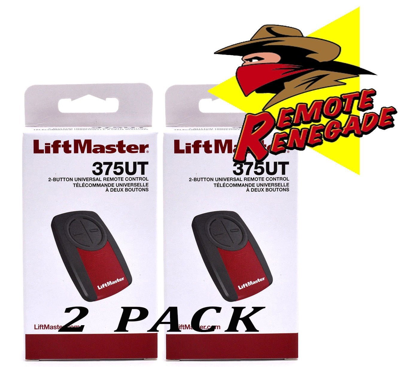 (Ship from USA) 375UT Universal Garage Door Remote Control Compatible 2 ...