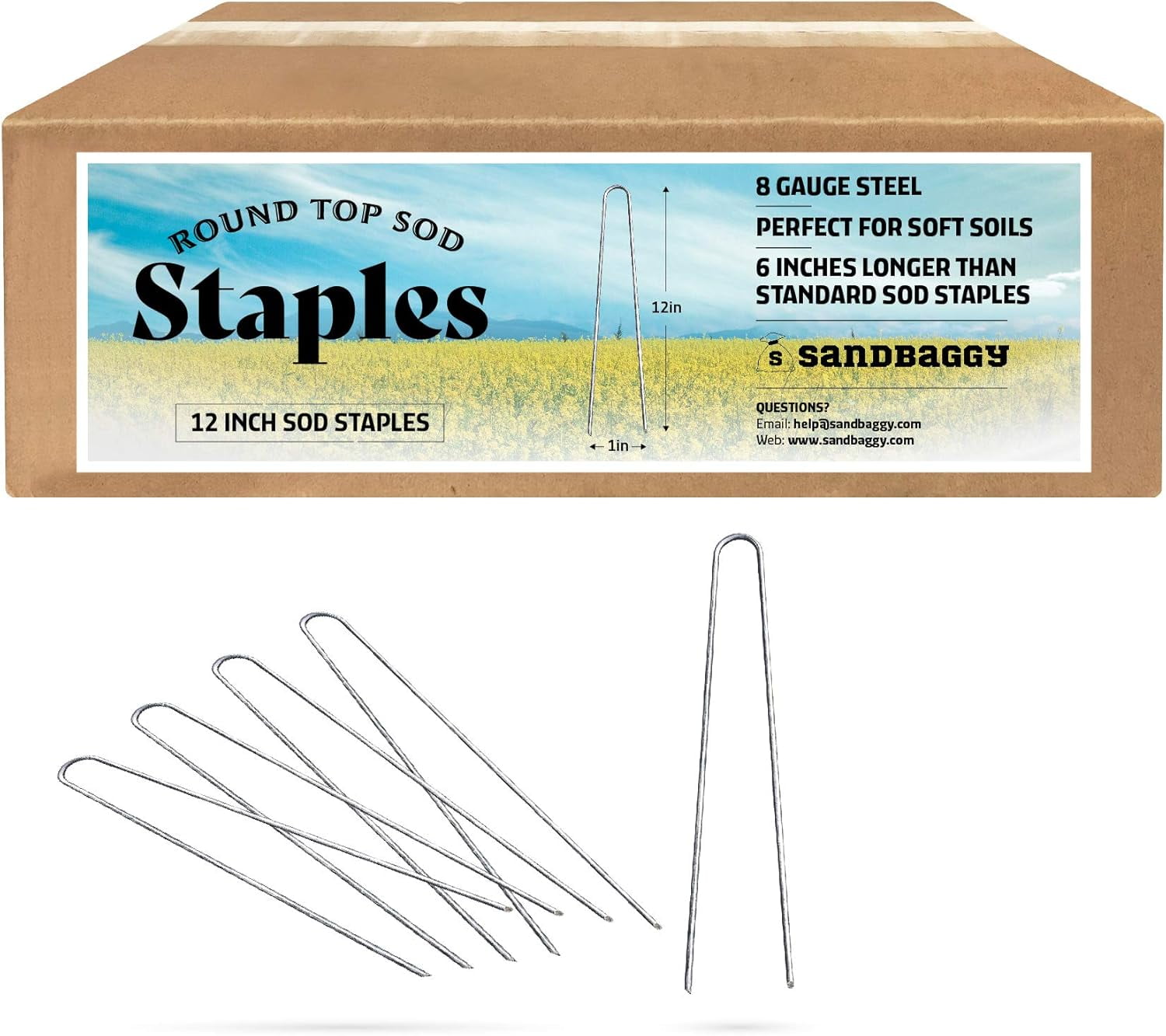 (Ship from USA) Sandbaggy 250 12" Landscape Staples (8 Gauge Steel ...