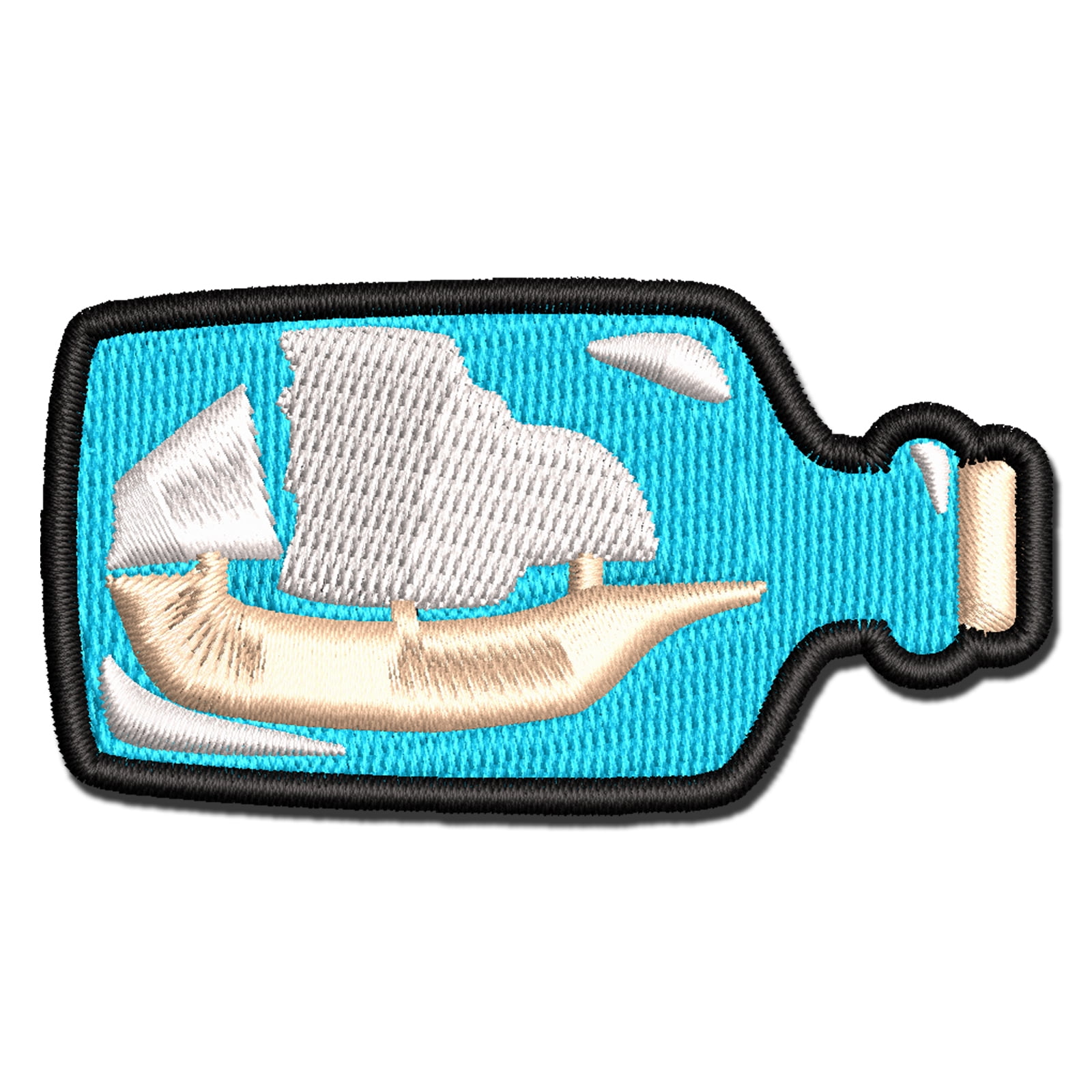 Ship in Bottle Nautical Boat Applique Multi-Color Embroidered Iron-On ...