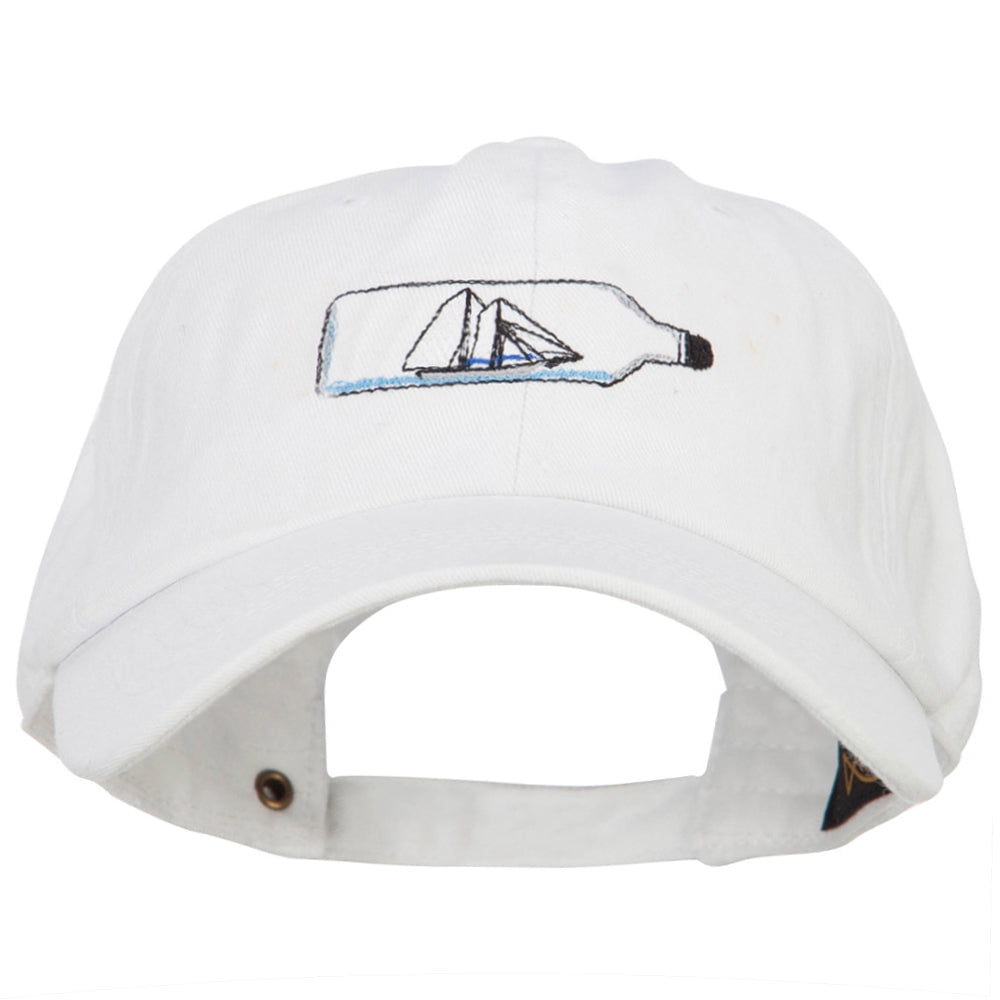 Ship in a Bottle Embroidered Washed Cotton Twill Cap - White OSFM ...