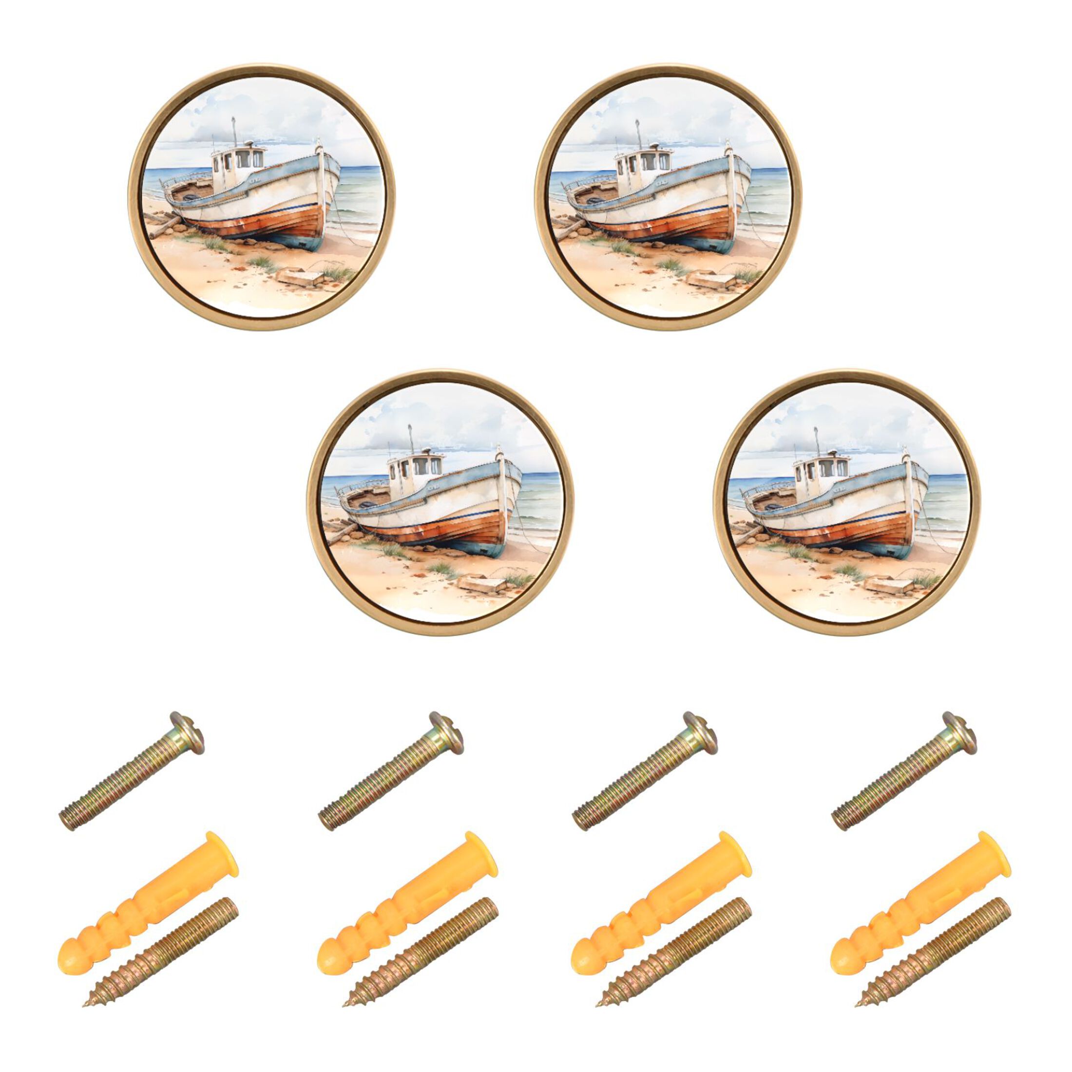 Ship on Beach Cabinet Knobs Kitchen Drawers Knobs Door Round Pulls Knob ...
