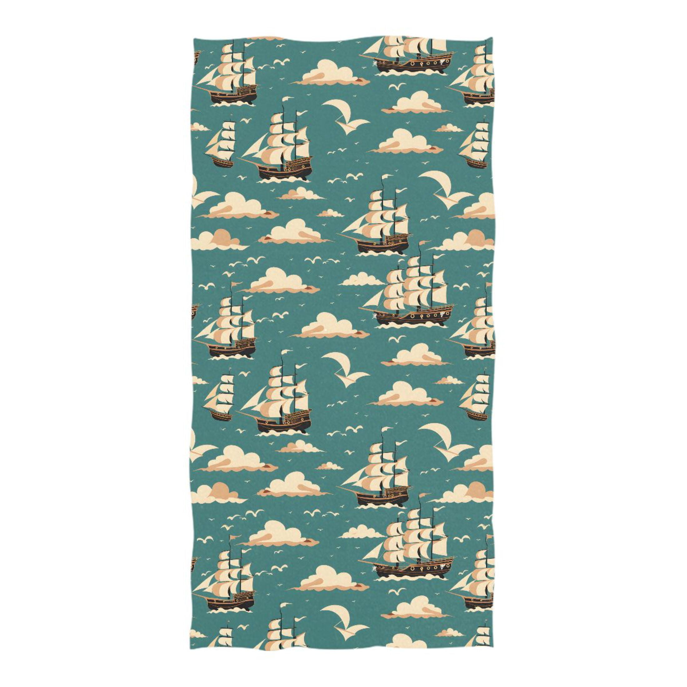 Ship on Sea Beach Towel Oversized 74"x37" Pool Towels Soft Absorbent ...