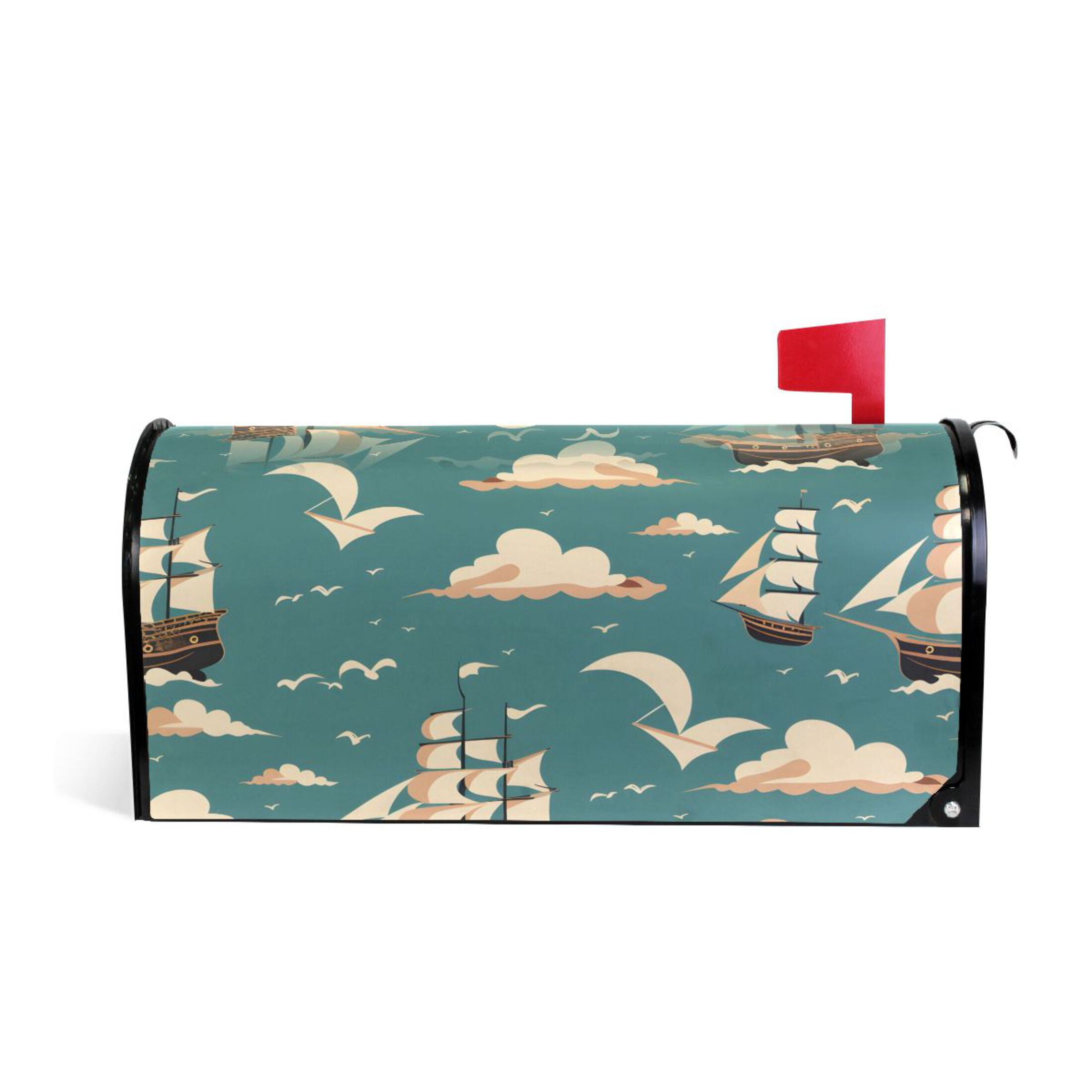 Ship on Sea Magnetic Mailbox Covers 21" X 18" Post Letter Box Wraps ...