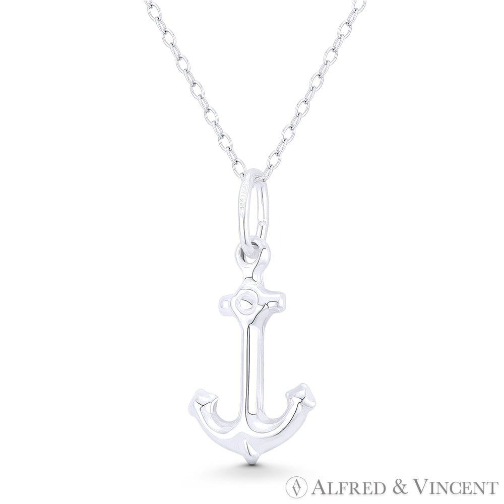 Ship's Anchor Sailor & Seaman Luck Charm Reversible 3D Pendant & Cable ...