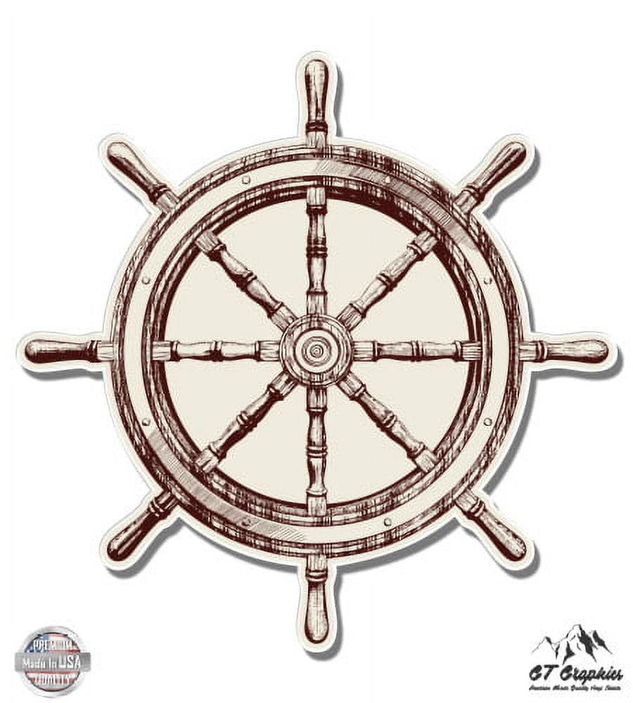 Ship wheel - 3" Vinyl Sticker - For Car Laptop I-Pad Phone Helmet Hard ...