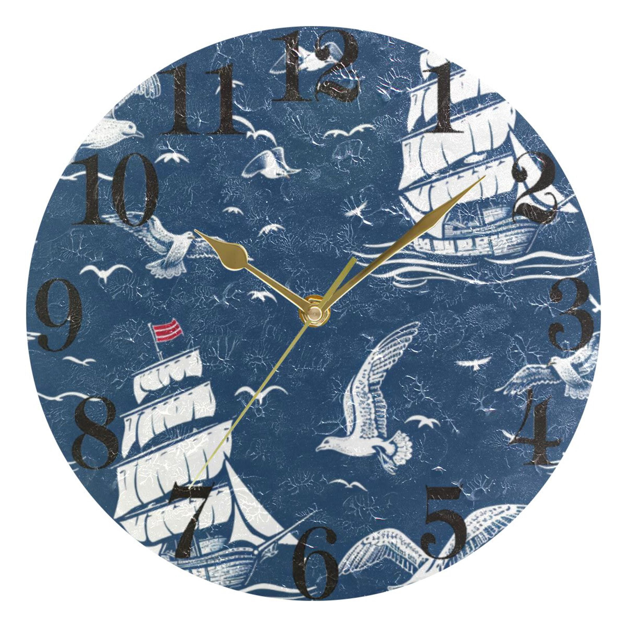Ship with Seagull Wall Clock 9.8 inch Battery Operated Clocks Non ...