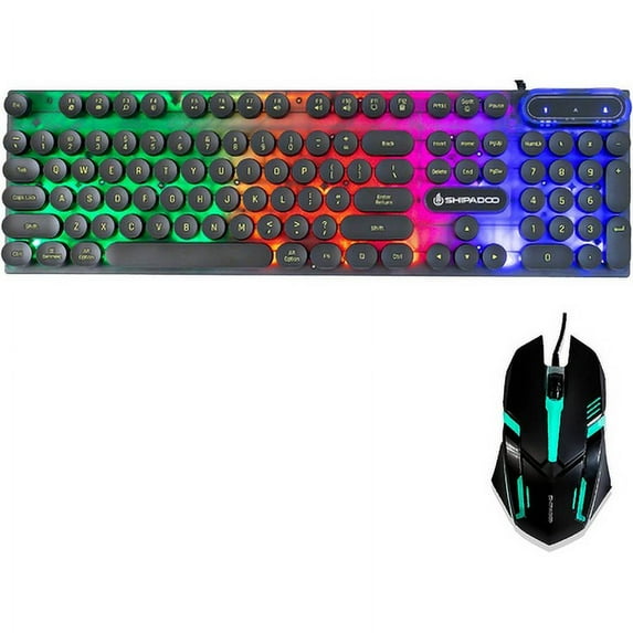 Shipadoo D500 RGB 104 Keys Gaming Keyboard and Mouse Combo, Black ...