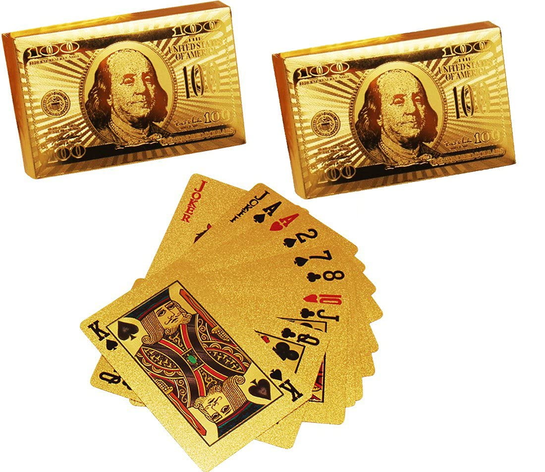 Shipease Waterproof Gold Plated Poker Playing Magic Cards Gold Pack Of ...