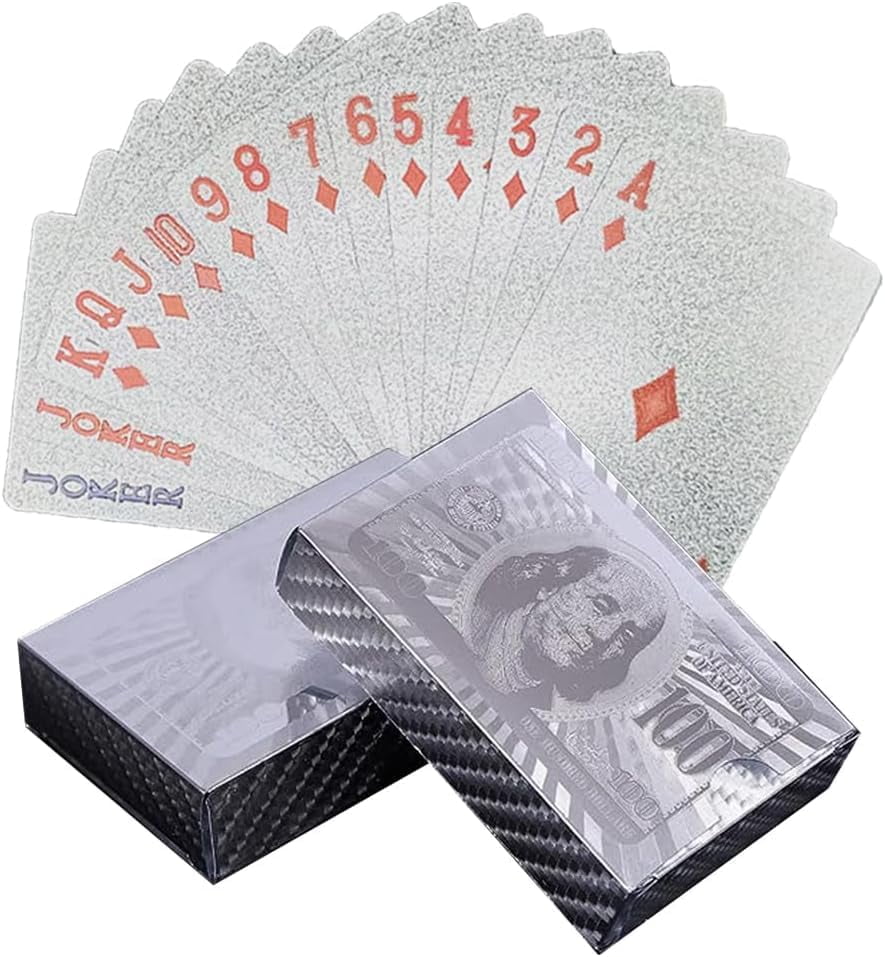 Shipease Waterproof Silver Plated Poker Playing Magic Cards Pack Of 2, Classic Pvc Poker Table ...