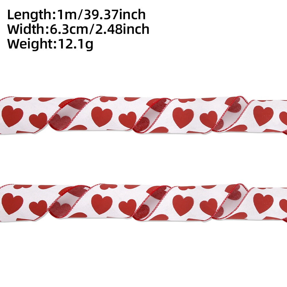 Shipiny Heart Ribbon for Gift Wrapping Heart Wired Ribbon for Bows ...