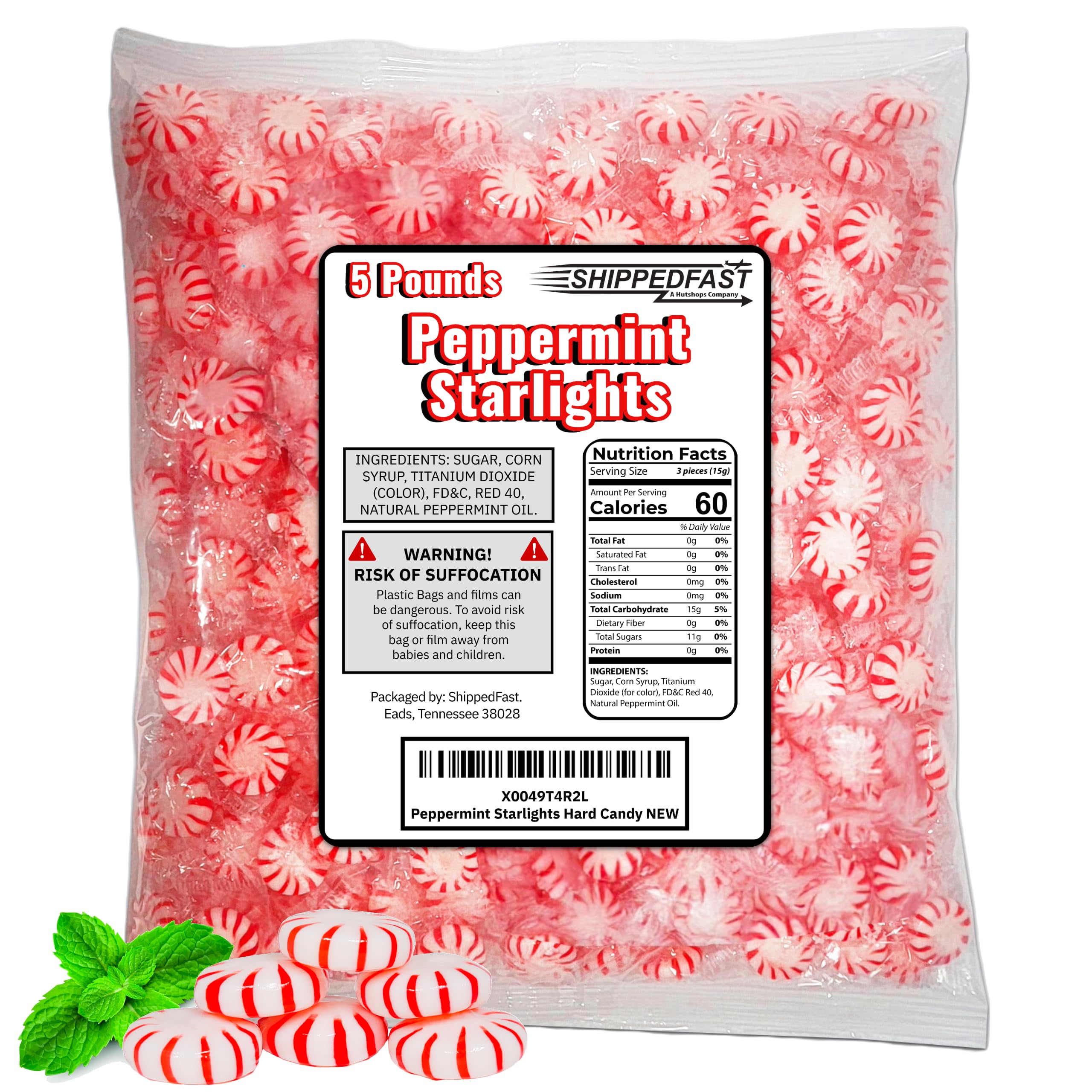 ShippedFast Peppermint Starlights Candy Mints. MDA05 Real Peppermint ...