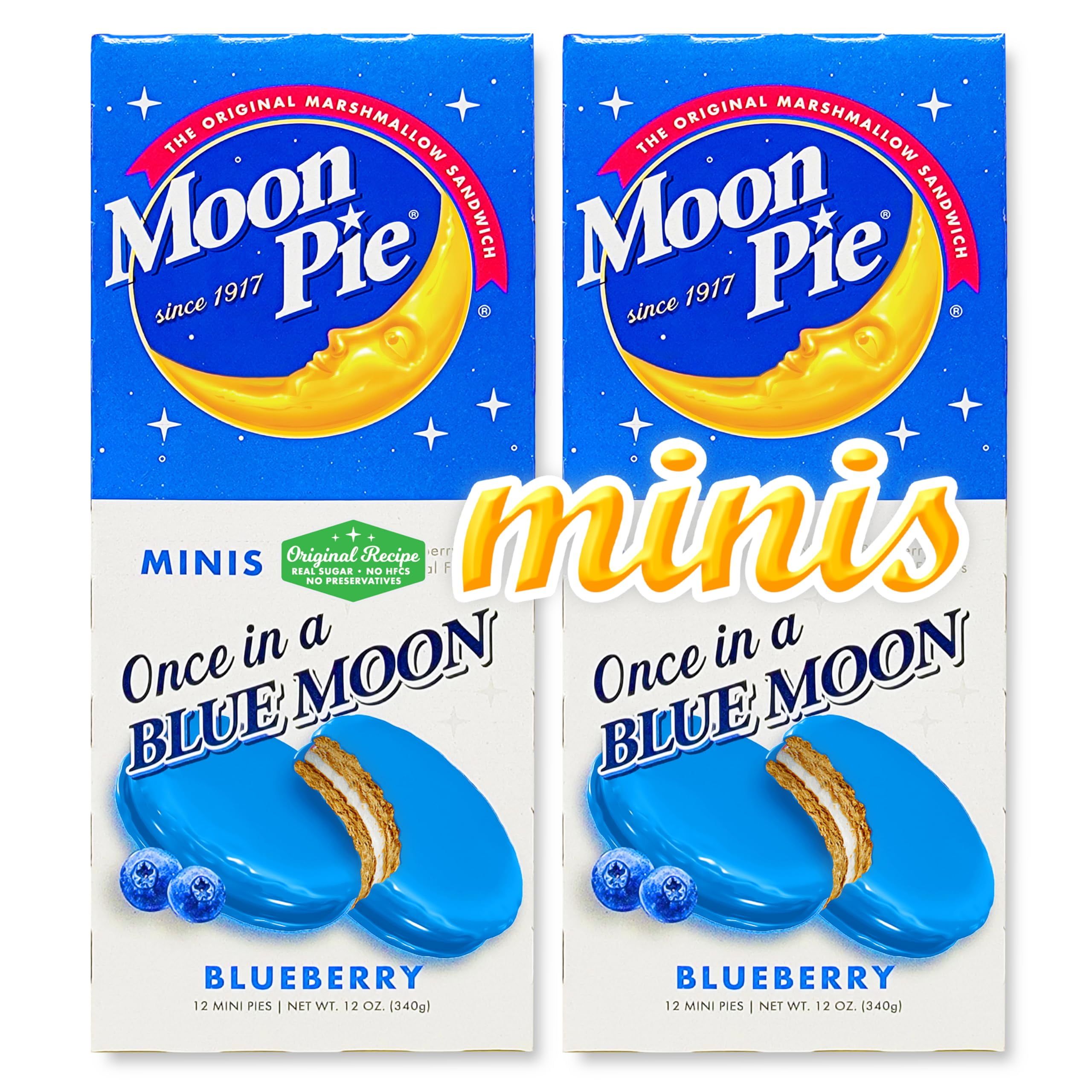 Shippedfast Moon Pie Minis, Once HYZ01 in a Blue Moon Blueberry, Original Moonpie Mini - Fresh ...