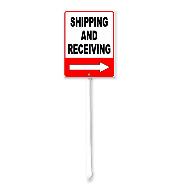 Shipping And Receiving Sign With Metal Stake, 8" x 23.6" Aluminum Yard ...