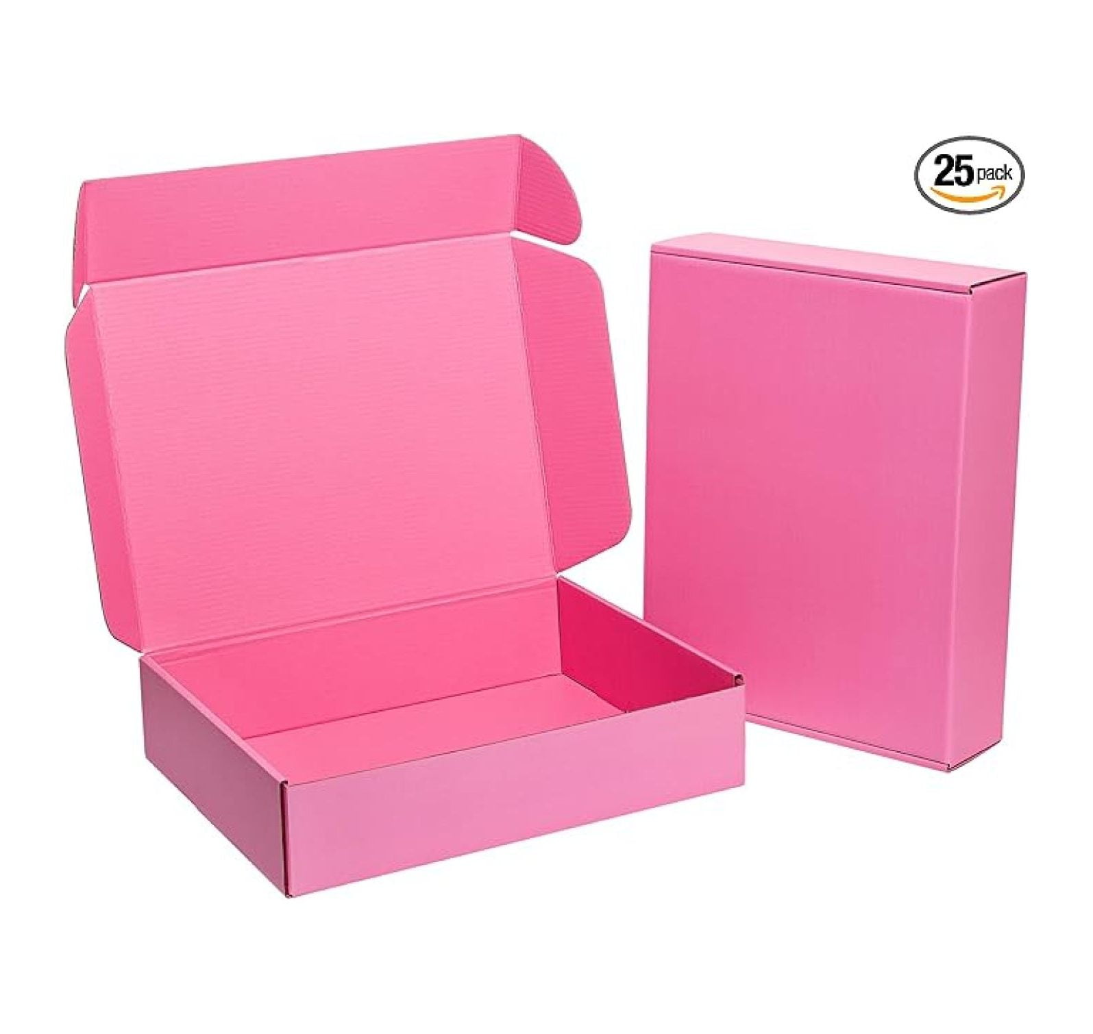 Shipping Boxes 12x9x2 Inches 25 Pack Pink Corrugated Cardboard Mailing ...