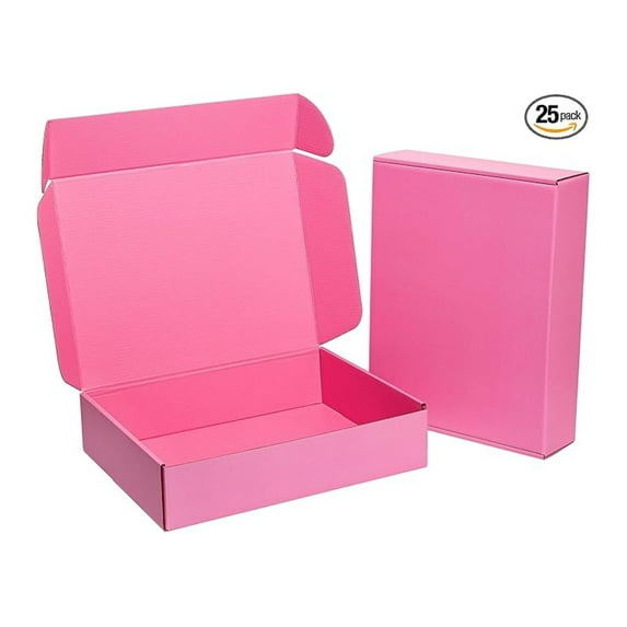 Shipping Boxes 12x9x2 Inches 25 Pack Pink Corrugated Cardboard Mailing ...